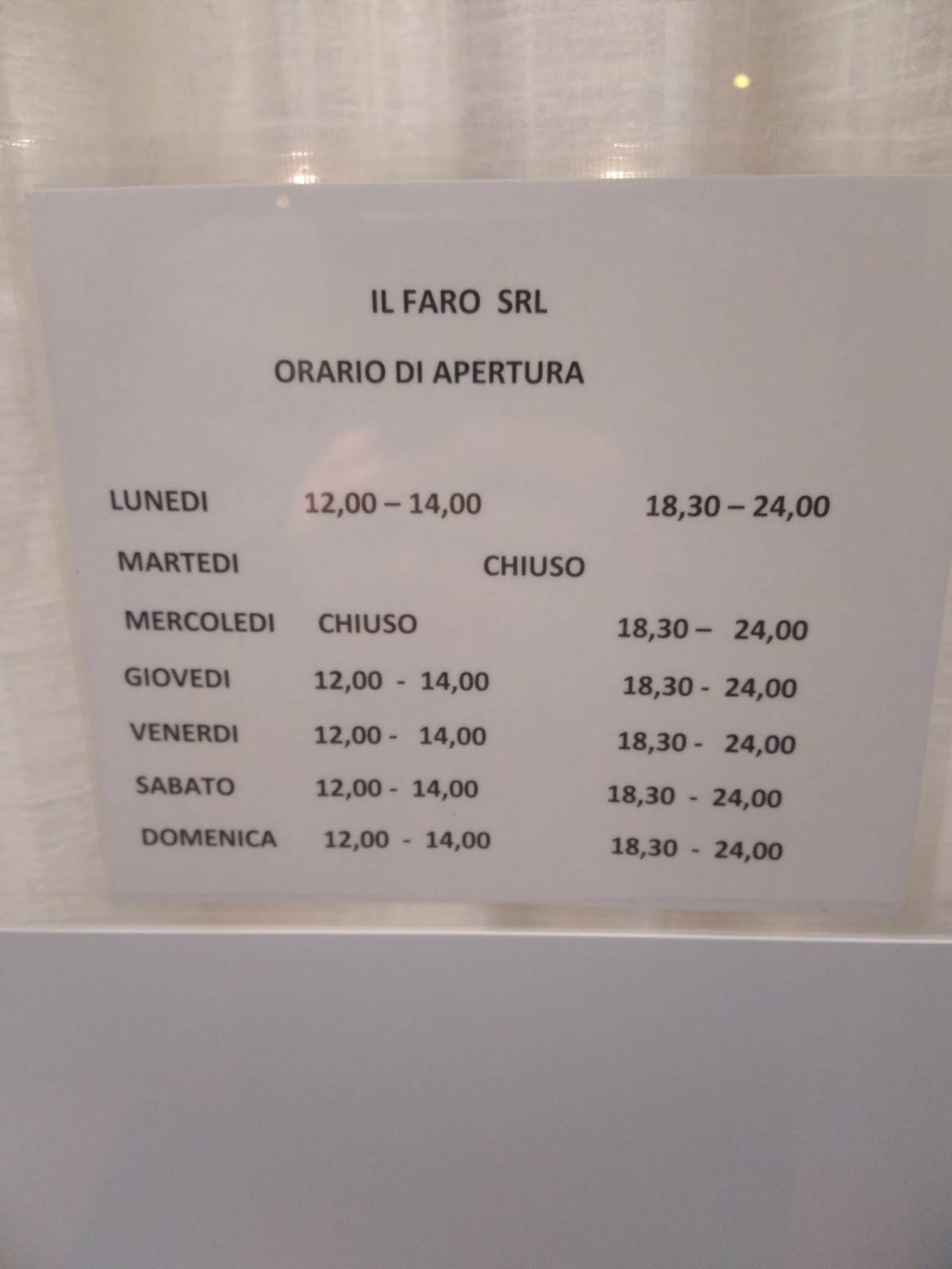Menu da Il Faro Ristorante, Imola