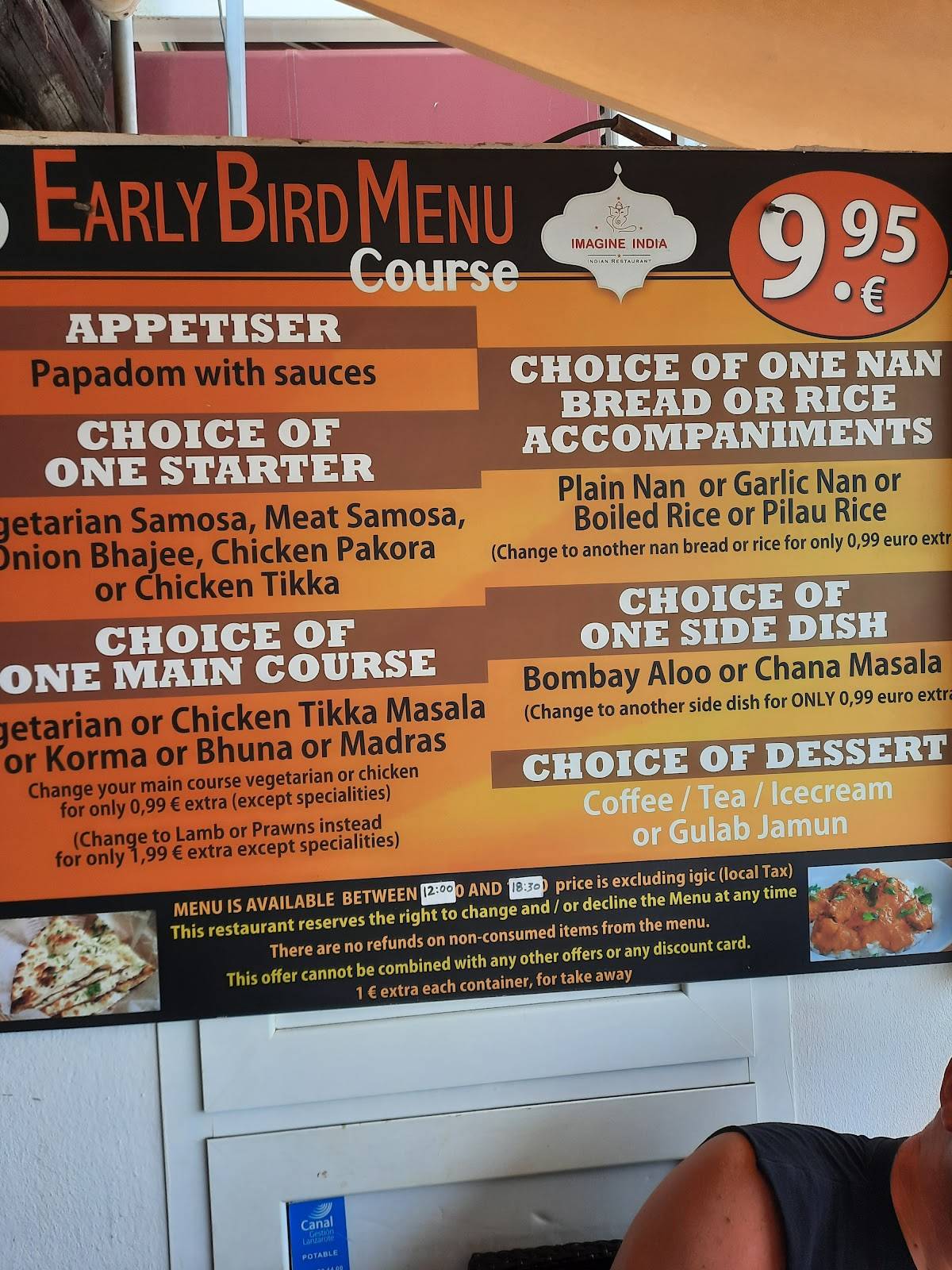 Menu at Imagine India Curry & Tandoori Grill Restaurant, Playa Blanca ...