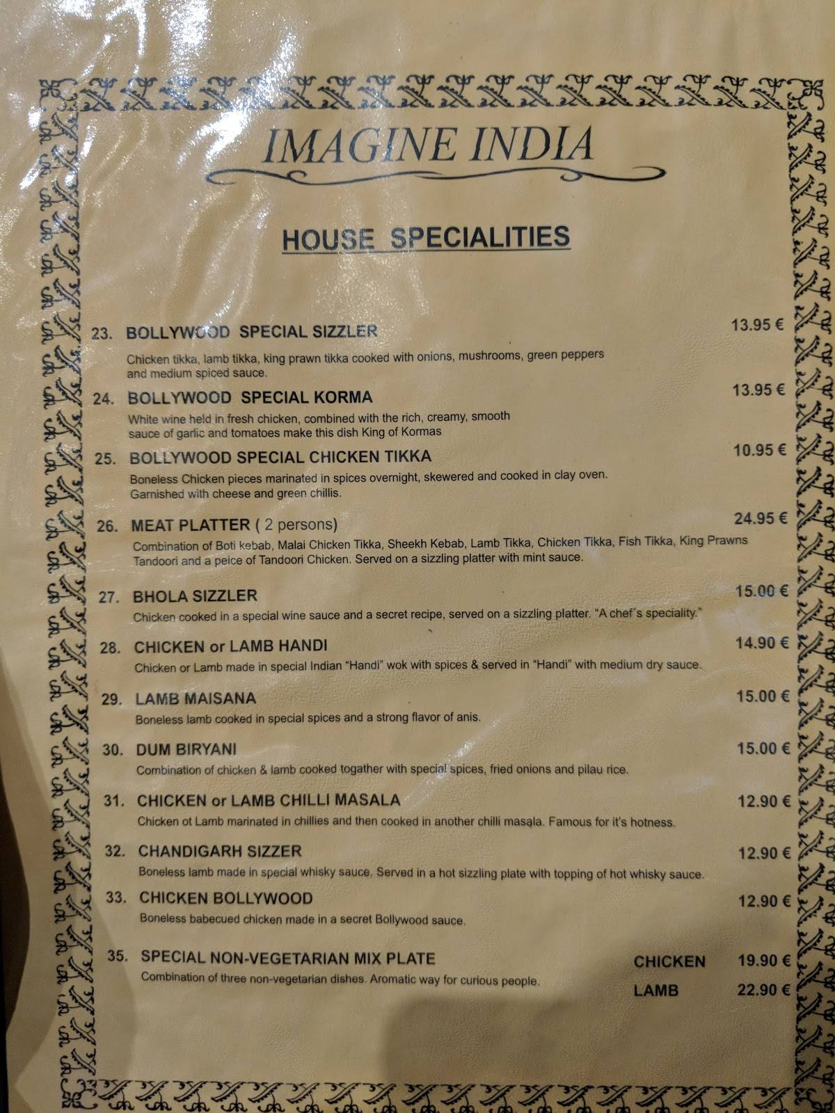Menu at Imagine India Curry & Tandoori Grill Restaurant, Playa Blanca ...