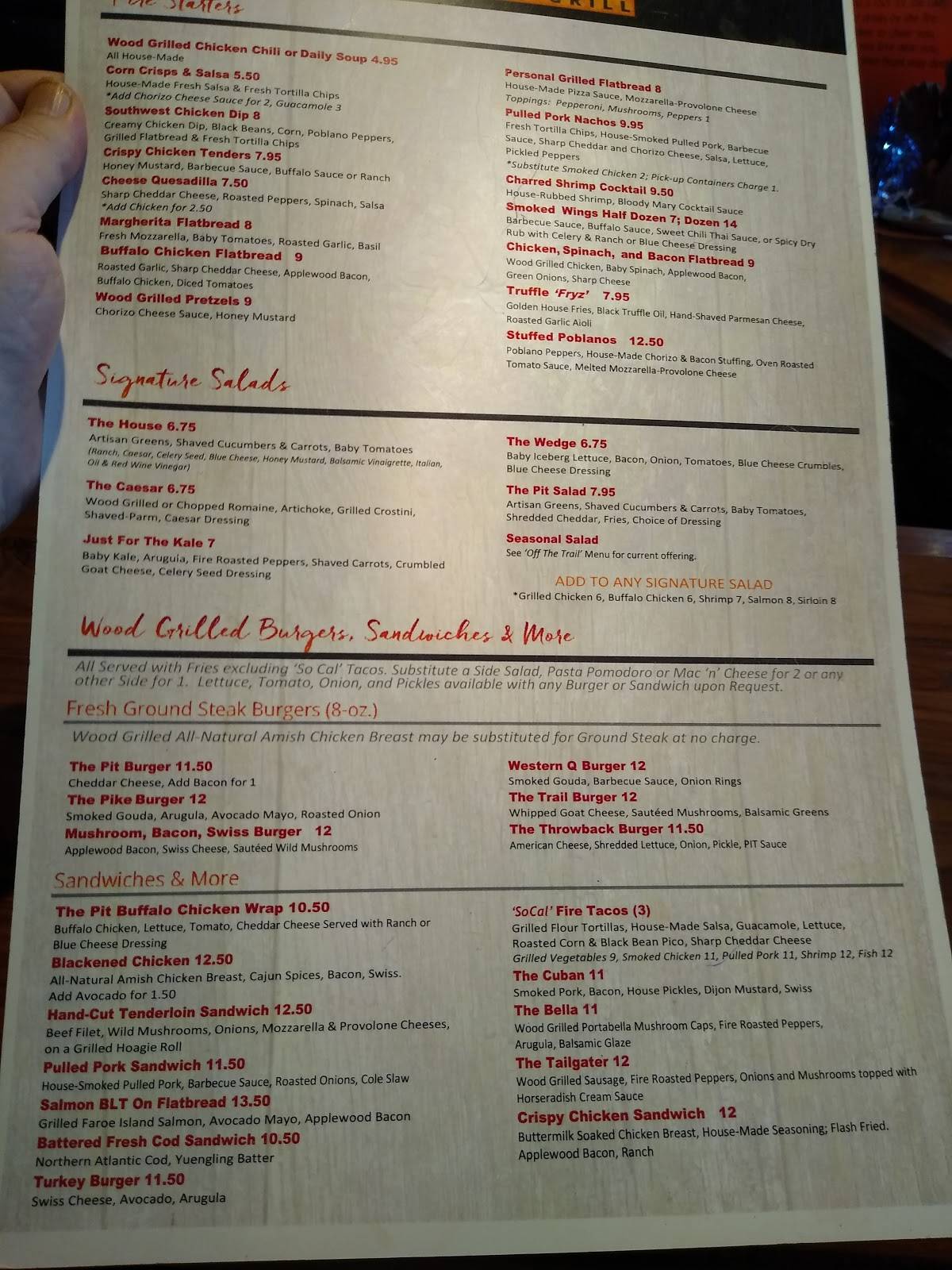 Menu at The Firepit Wood Fired Grill pub & bar, Irwin