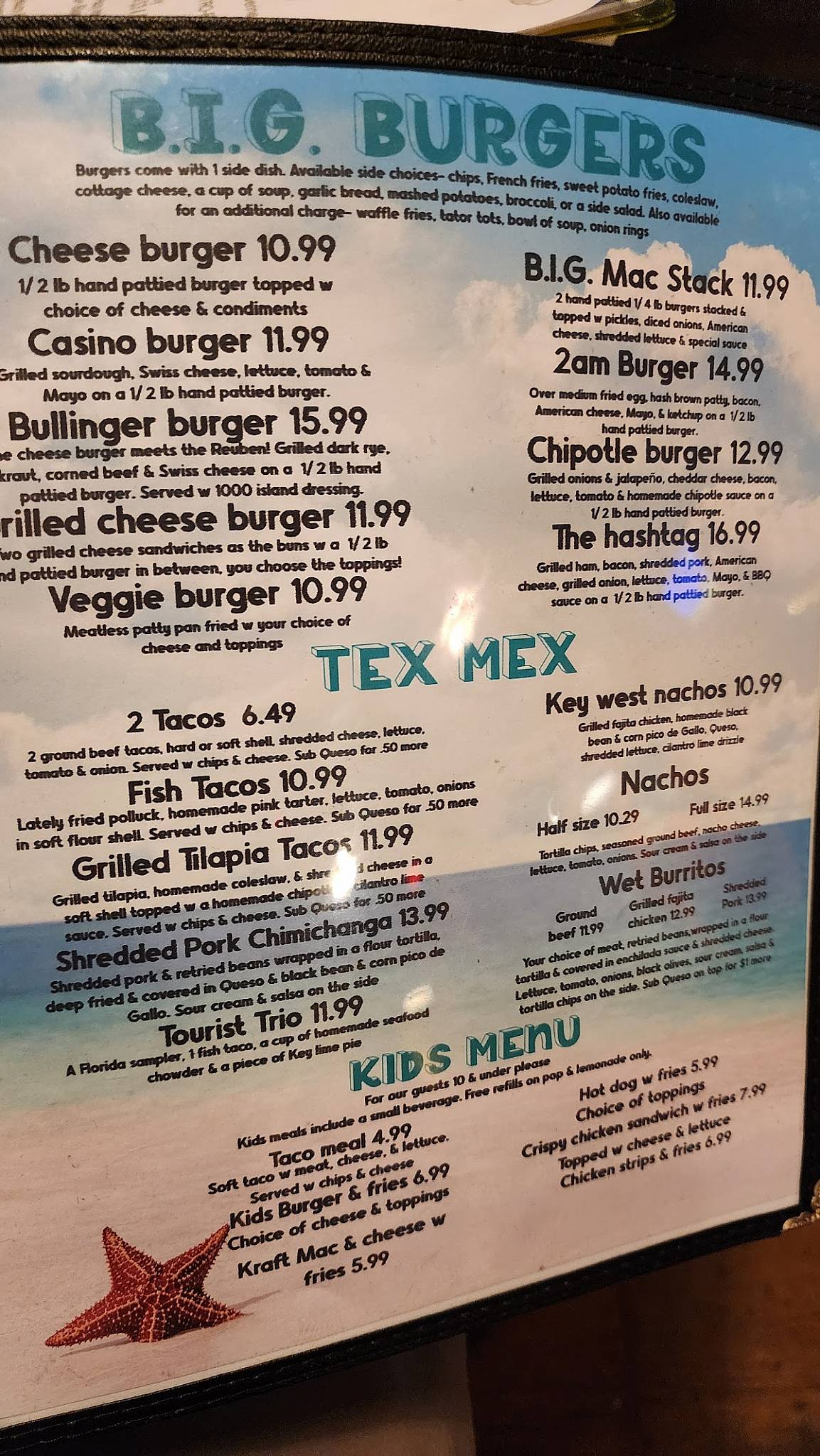 Menu at Bone Island Grille pub & bar, Jackson