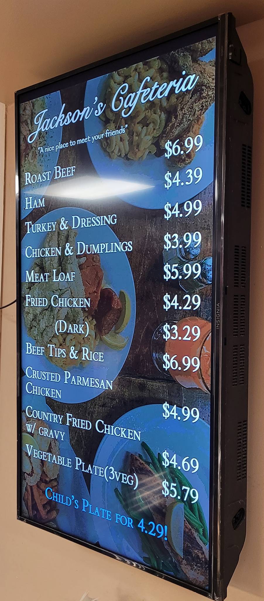 Menu at Jackson's Cafeteria, Gastonia, E Franklin Blvd