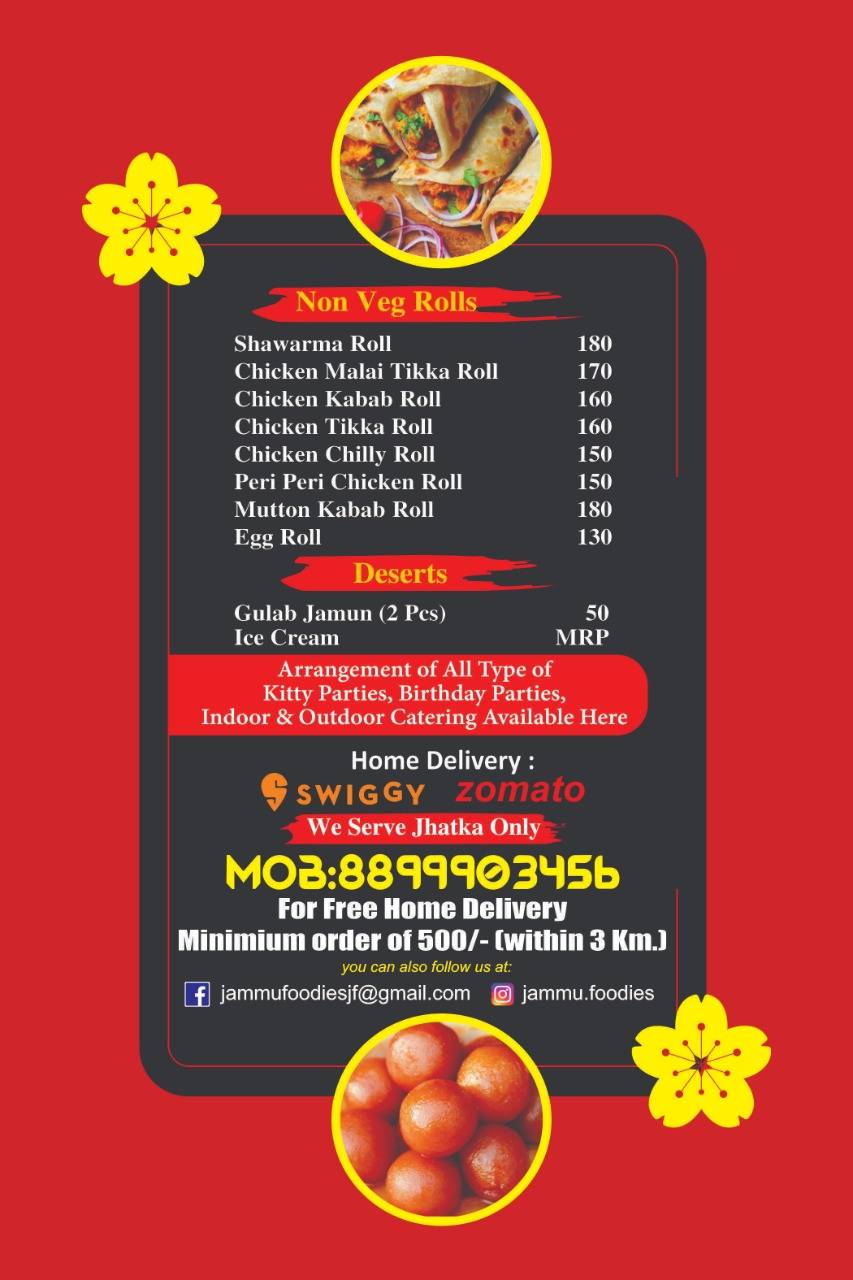 Menu at Jammu Foodies, Jammu