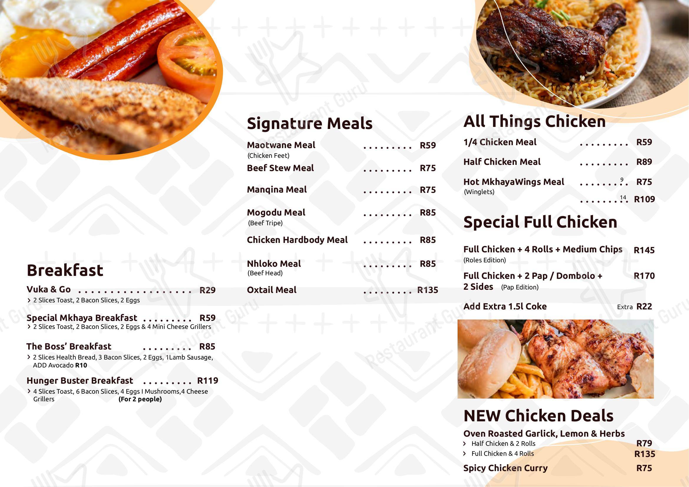 Menu at Mkhaya African Cuisine & Grill restaurant, Johannesburg