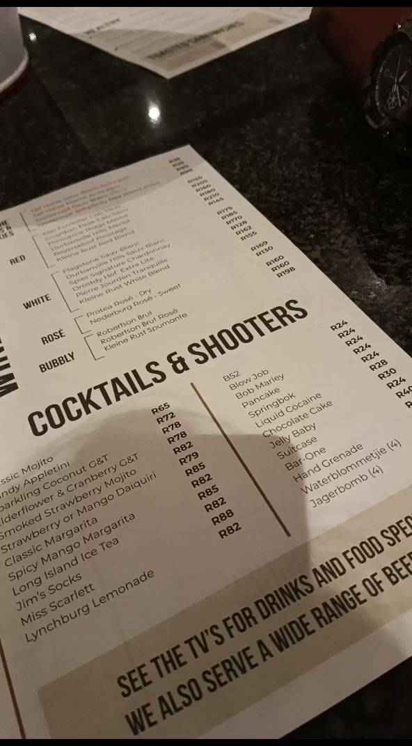 Menu at Uncle Jim's Pub & Grill, Roodepoort