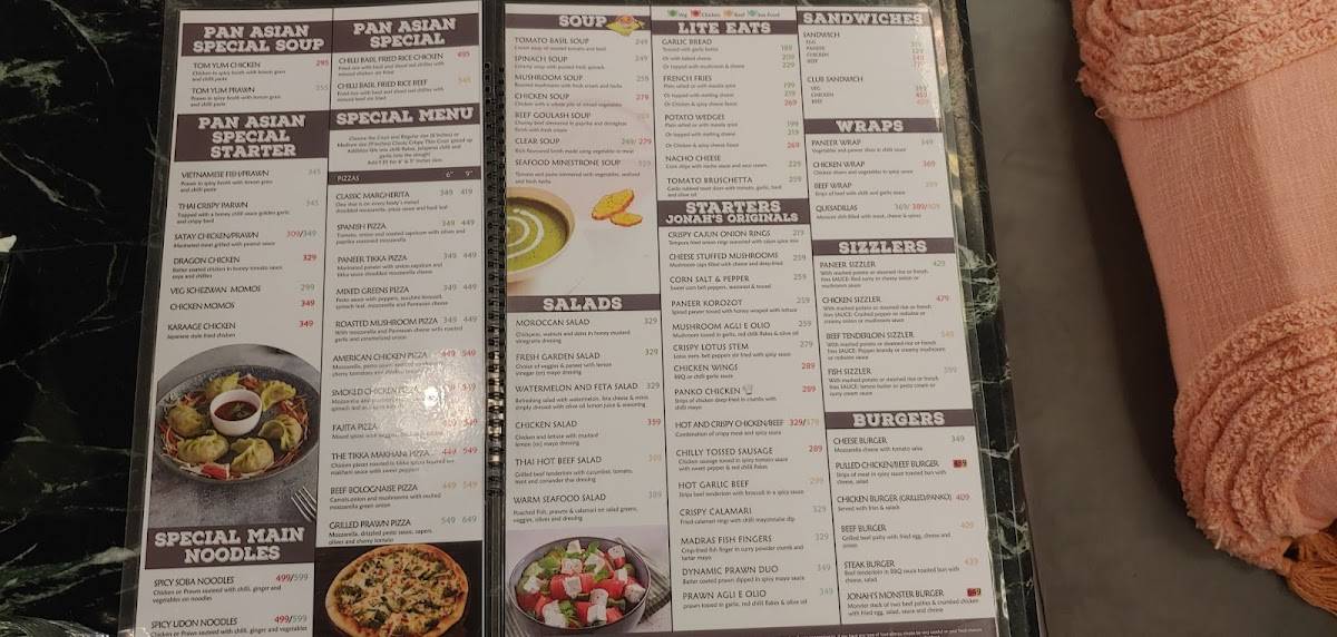 Menu at Jonah's Bistro, OMR, Chennai