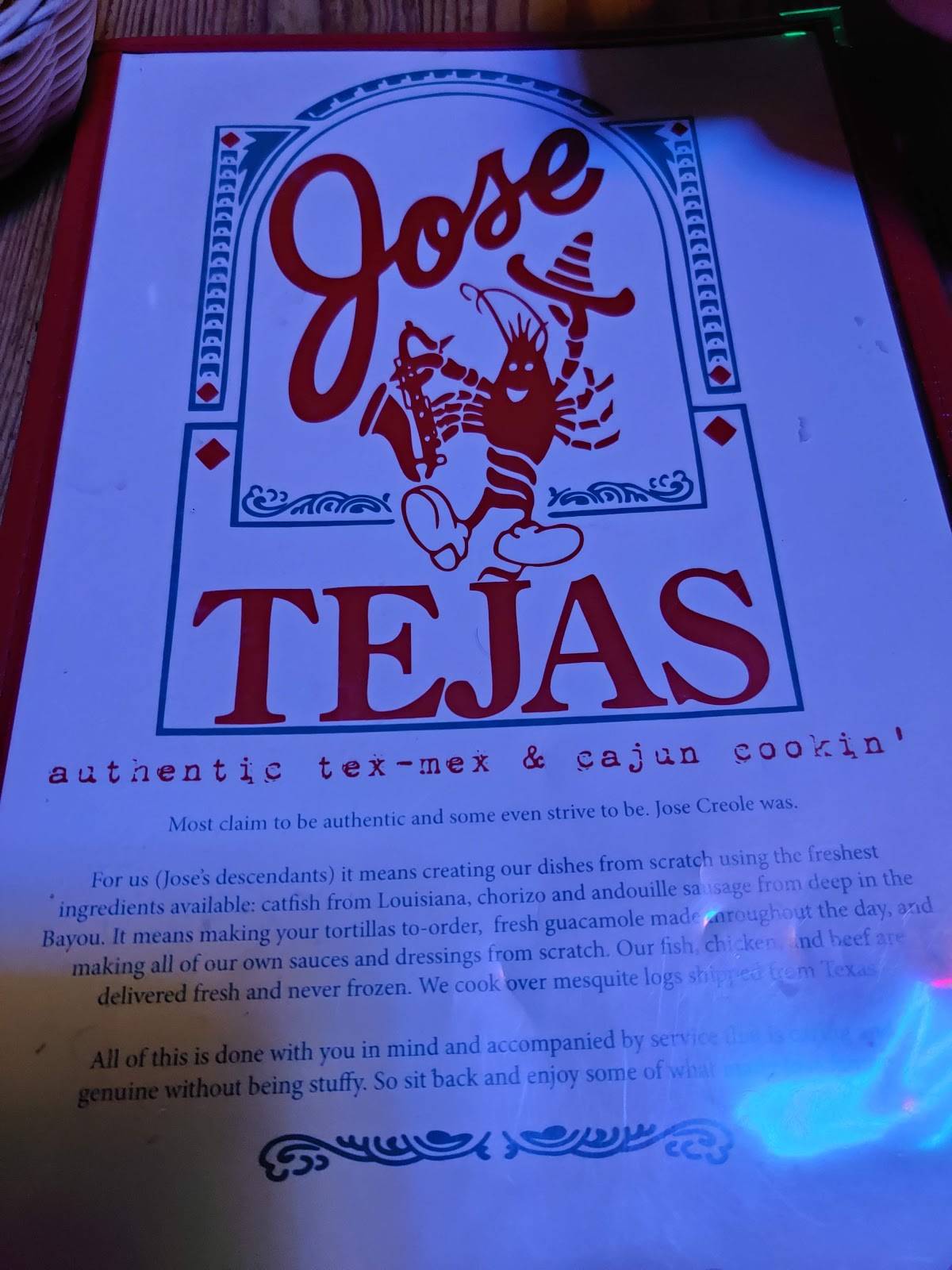 Menu at Jose Tejas restaurant, Woodbridge Township, 700 US Highway 1 N