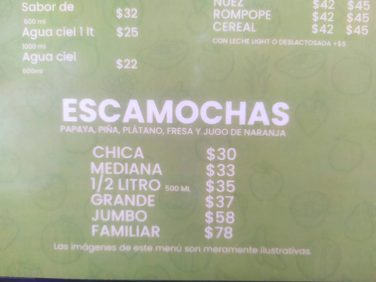 Carta del pub y bar Jugos y Chocos Tony, Aguascalientes, Av ...