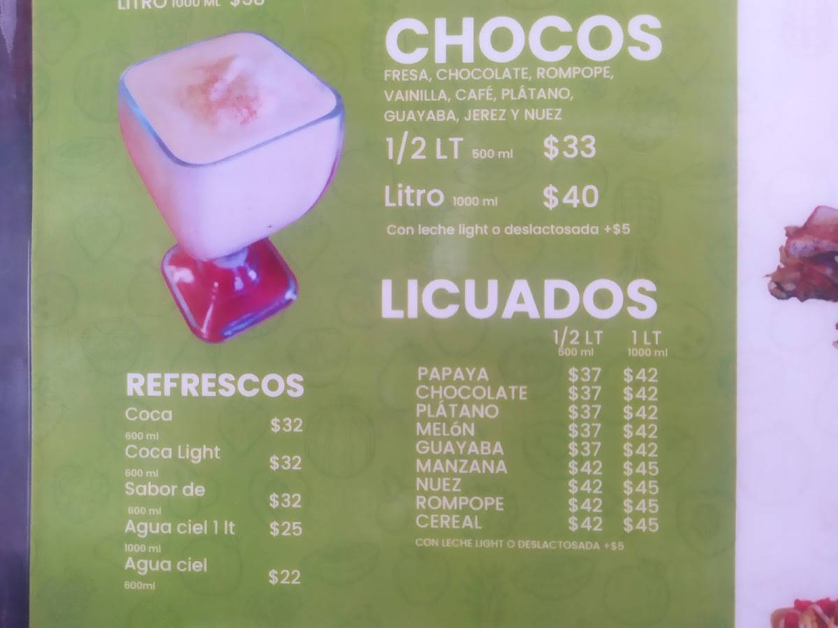 Carta del pub y bar Jugos y Chocos Tony, Aguascalientes, Av ...