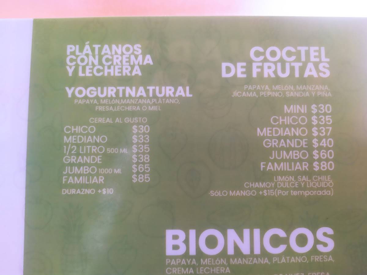 Carta del pub y bar Jugos y Chocos Tony, Aguascalientes, Av ...