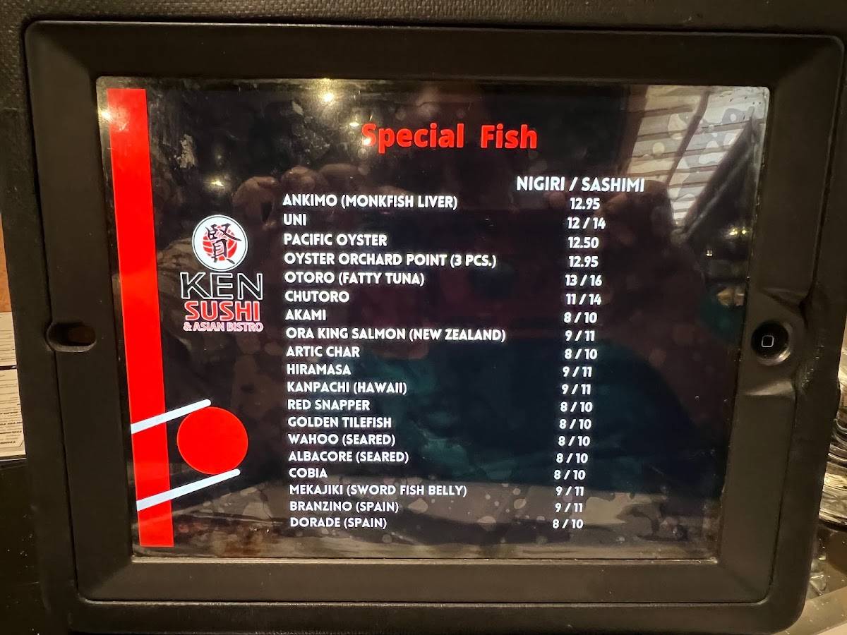 Menu at Ken Sushi & Asian Bistro restaurant, Clearwater, Gulf to Bay Blvd