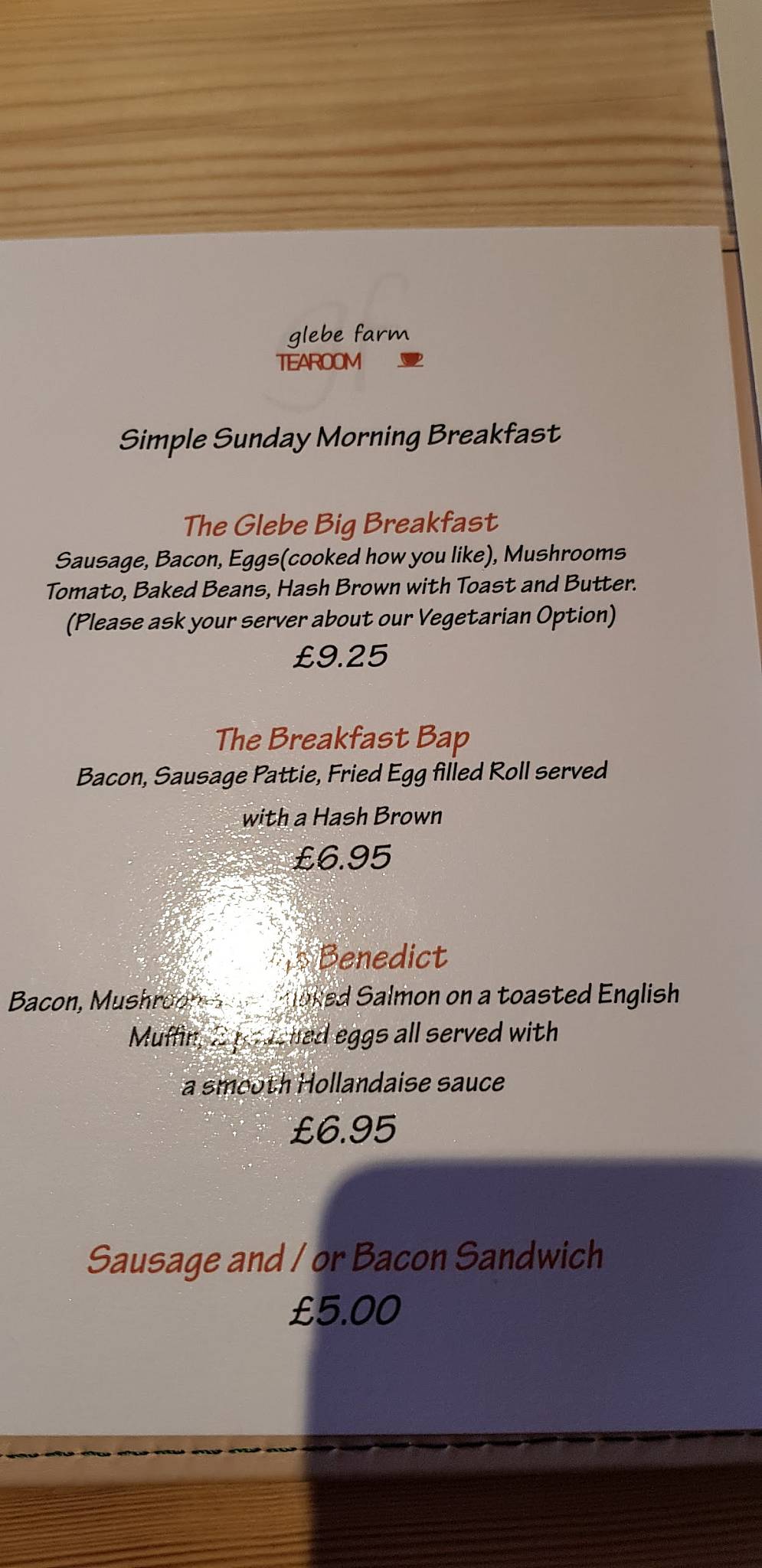 Menu at Glebe Farm Shop & Tea Room cafe, Kettering