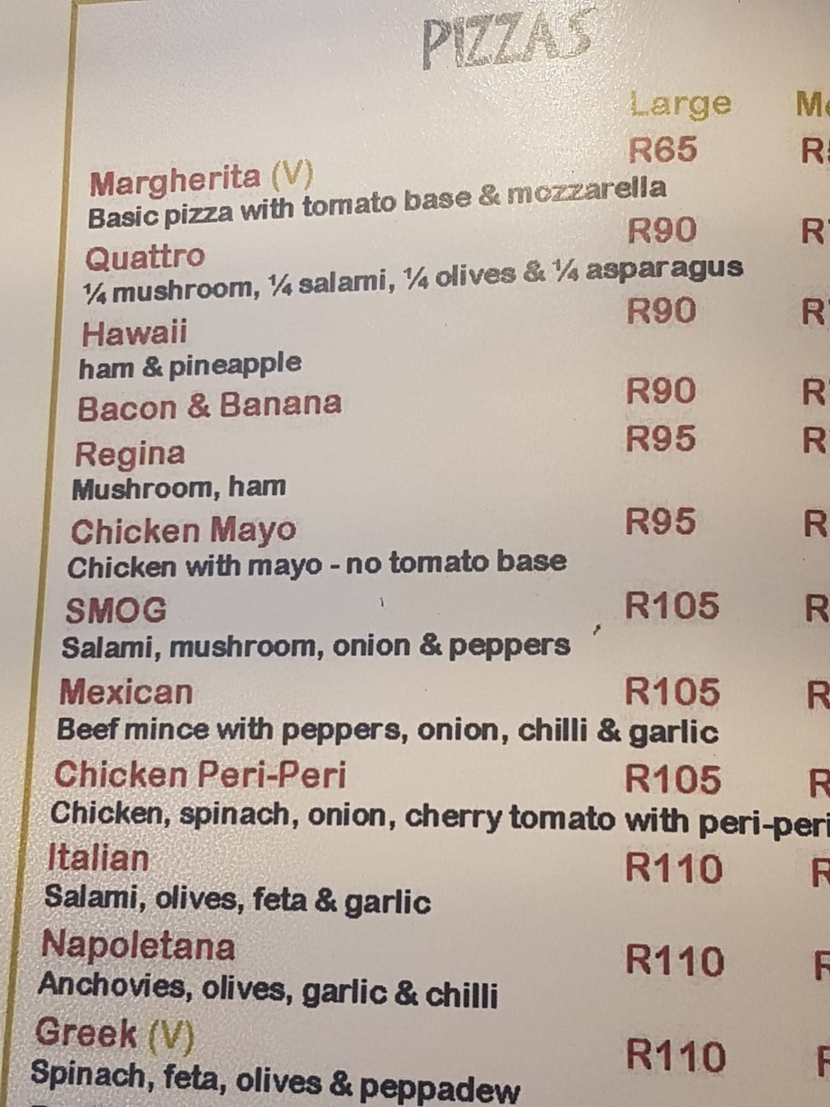 Menu at Kokomo Beach Bar & Restaurant, Langebaan