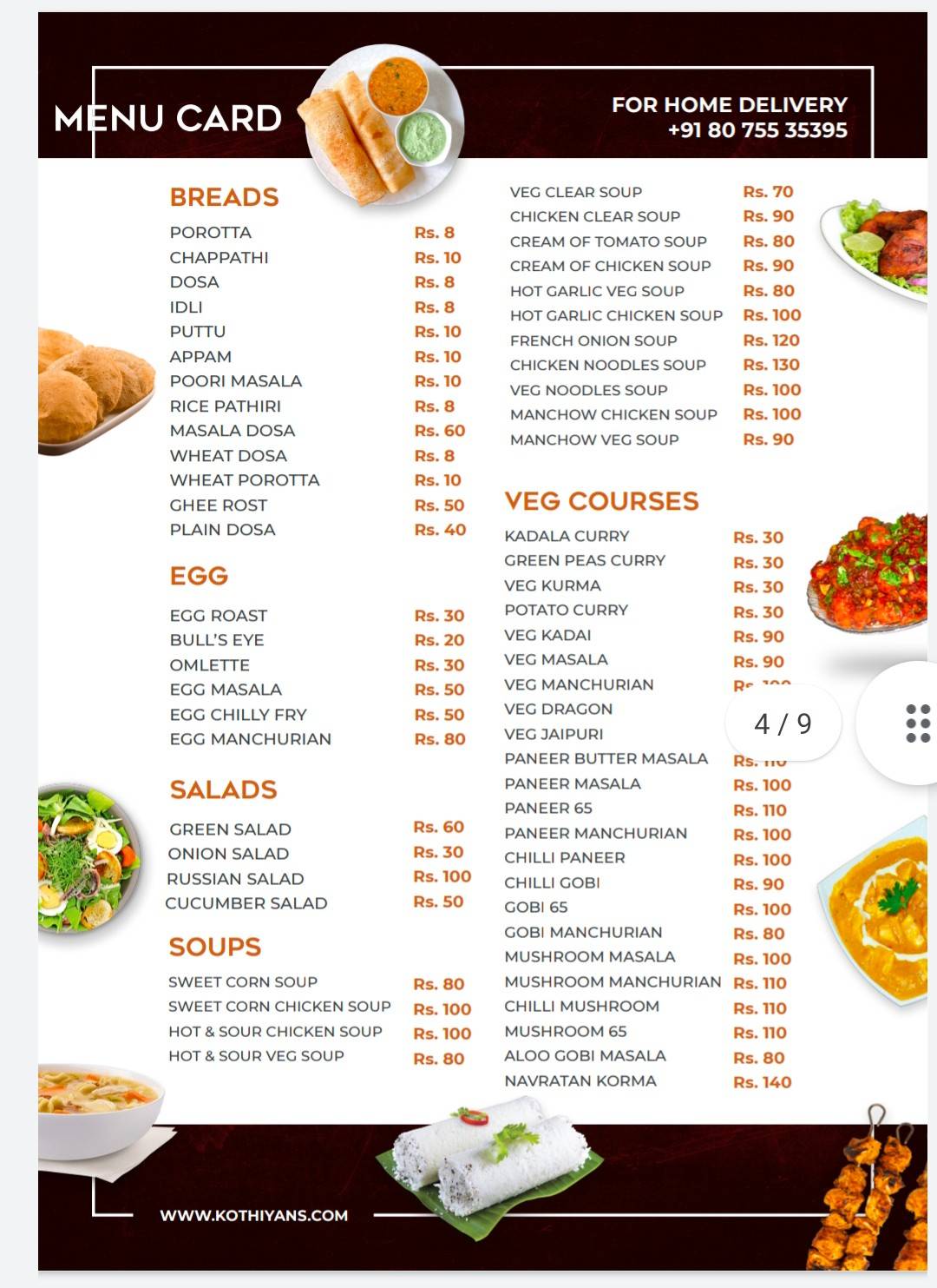 Menu at Kothiyans Restaurant - Multi Cuisine (Kuzhimanthi, Al Faham ...