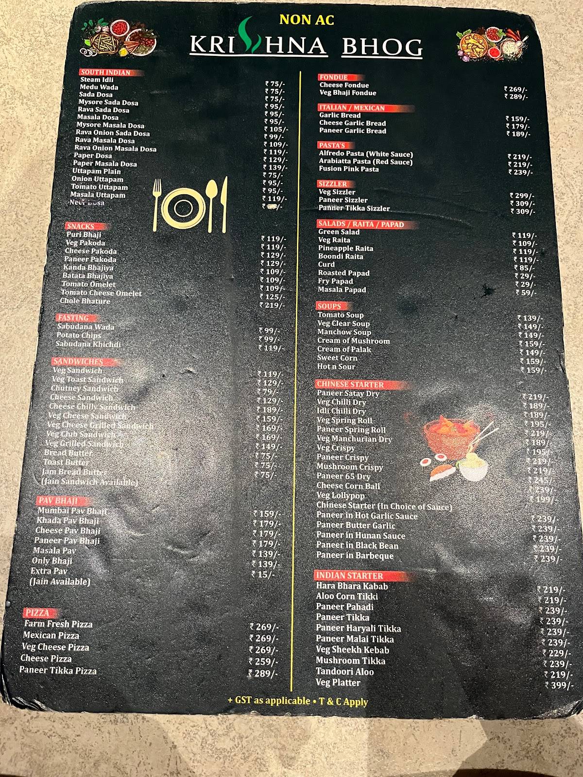 Menu at Krishna Bhog, Navi Mumbai, Krishna Bhog