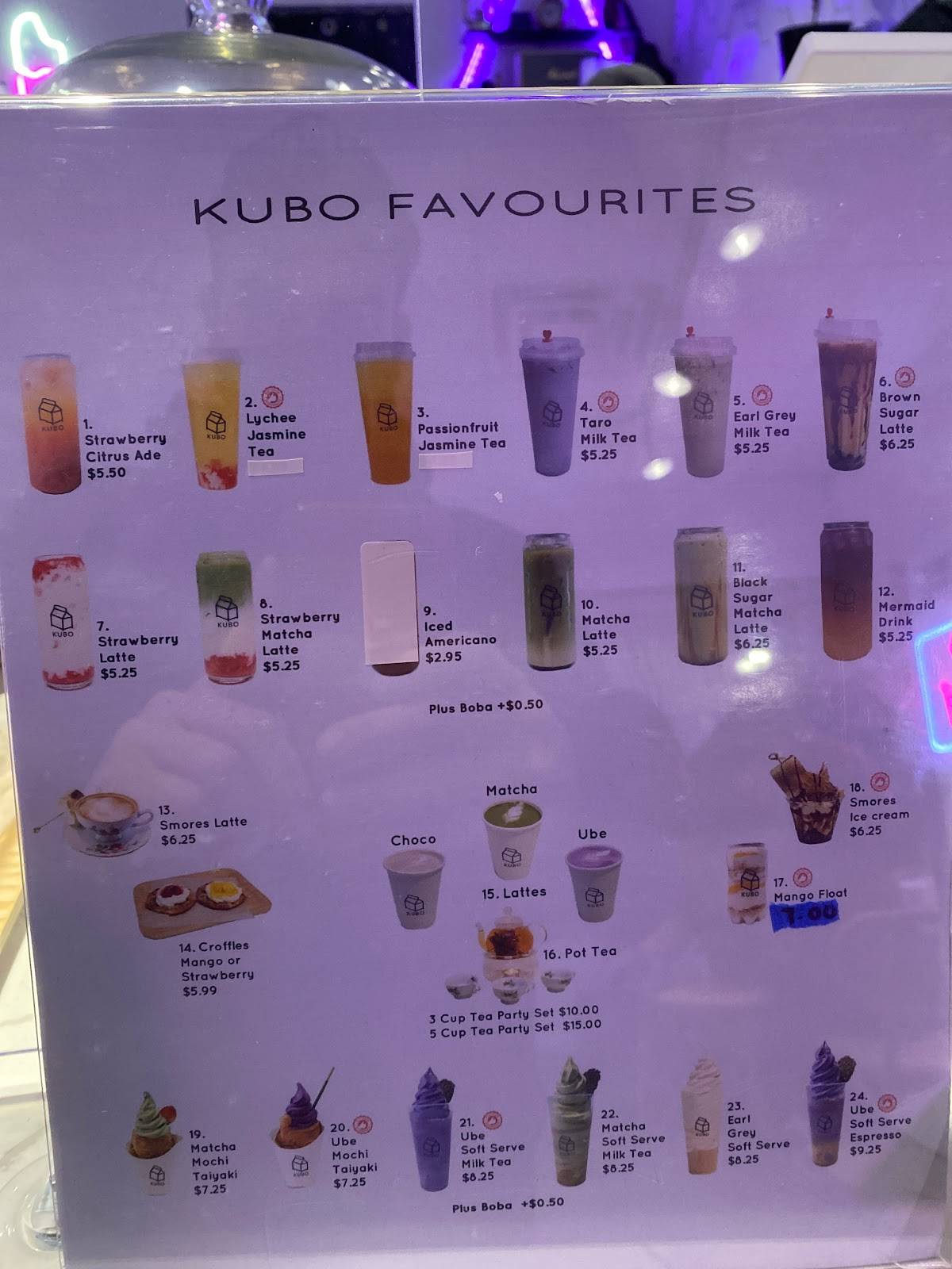 Menu at Kubo Coffee and Creamery, Nutley