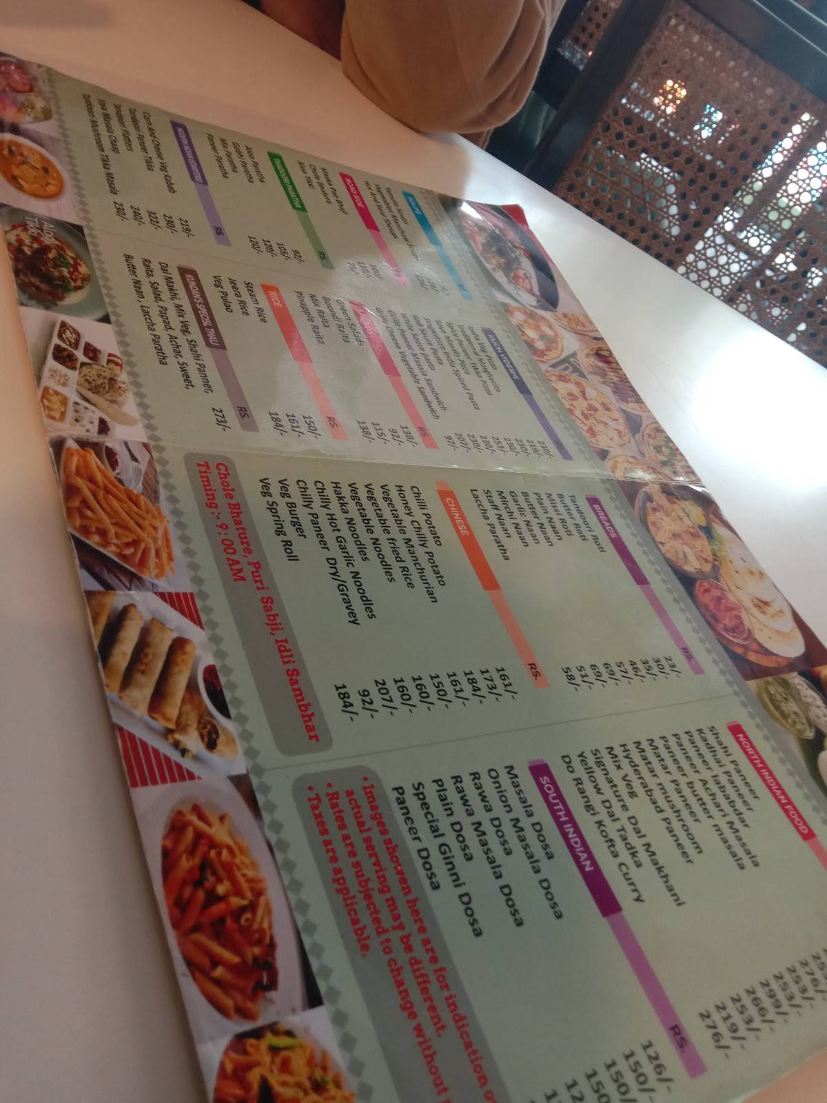 Menu at Kundan's, Moradabad