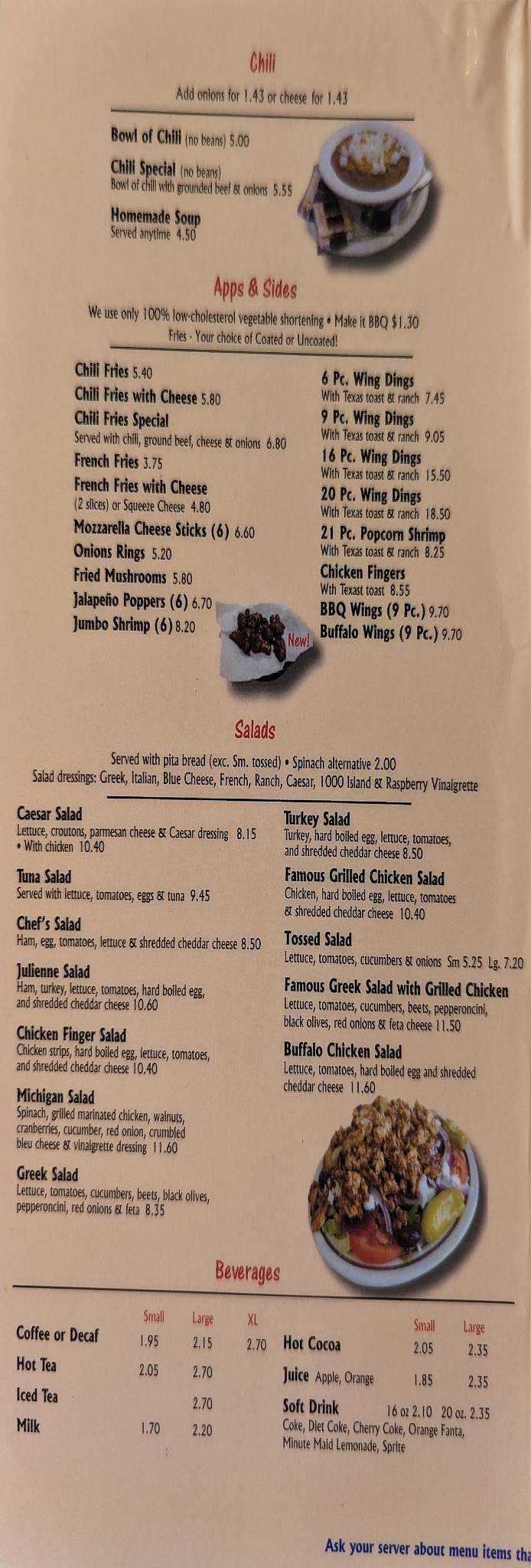 Menu at L George's Coney Island restaurant, Southfield, Northwestern Hwy