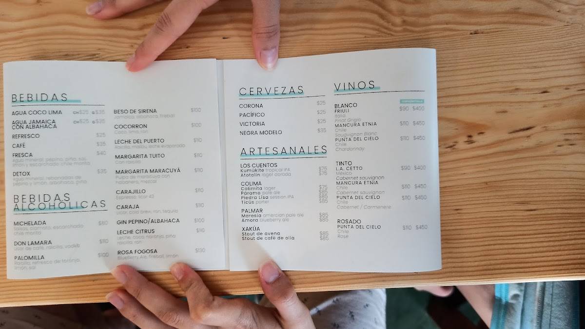 Menu at LAMARA restaurant, Puerto Vallarta, Hamburgo 108
