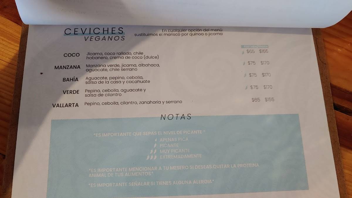 Menu at LAMARA restaurant, Puerto Vallarta, Hamburgo 108