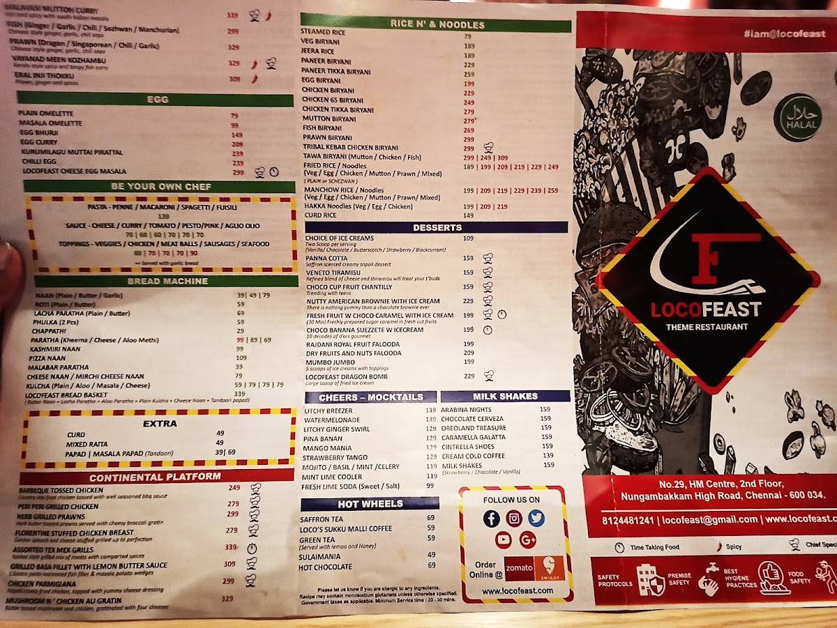 Menu at LOCOFEAST - Theme Restaurant, Chennai, 15A