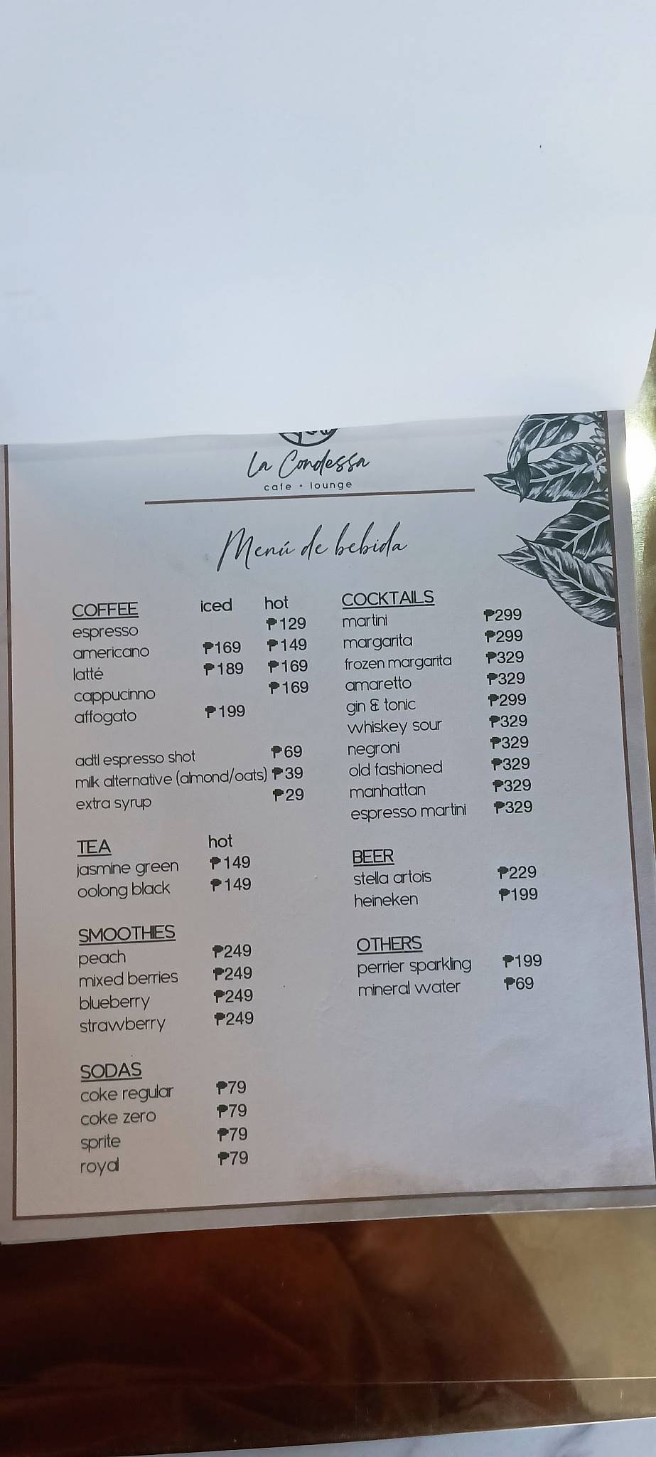 Menu at La Condessa Cafe and Lounge, Quezon City