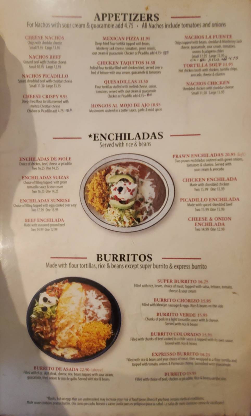 Menu at La Fuente restaurant, Renton, SE Petrovitsky Rd