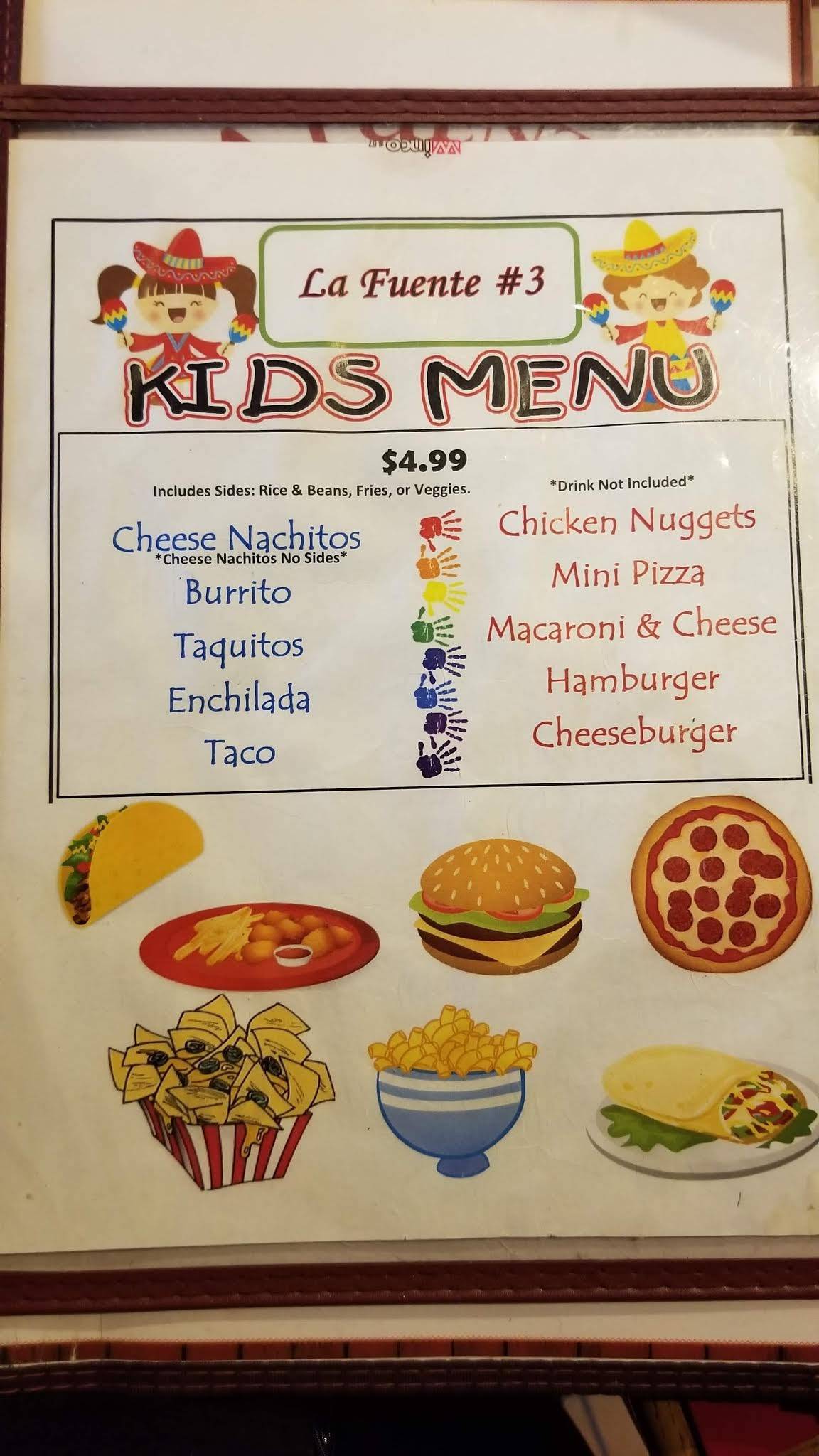 Menu at La Fuente restaurant, Renton, SE Petrovitsky Rd
