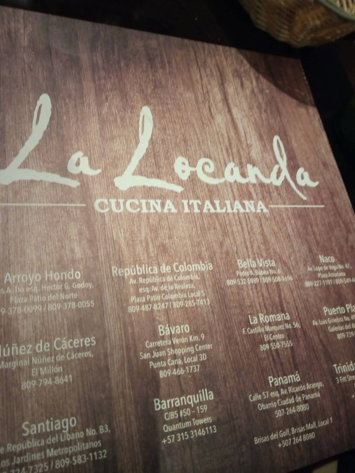 Carta del restaurante La Locanda - Núñez del Cáceres, Santo Domingo