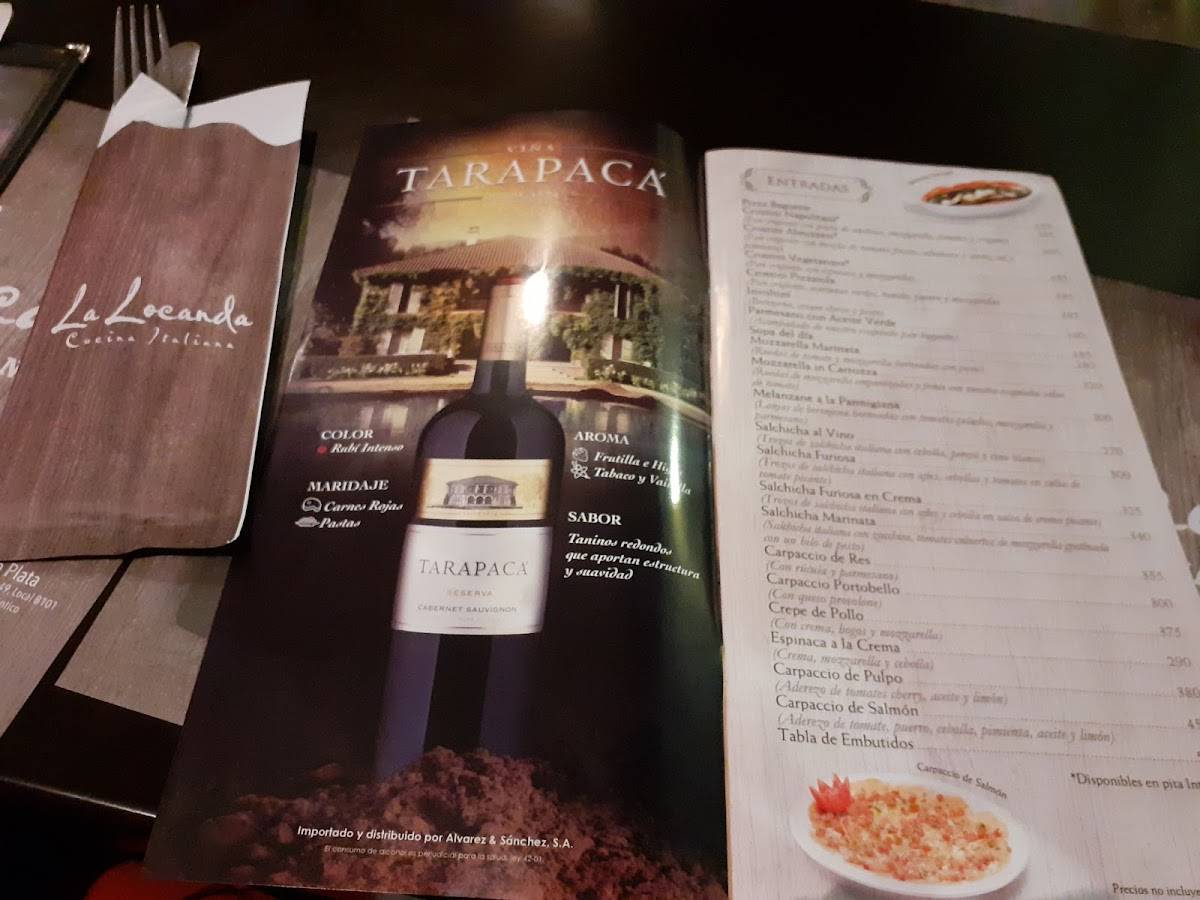 Carta del restaurante La Locanda - Núñez del Cáceres, Santo Domingo