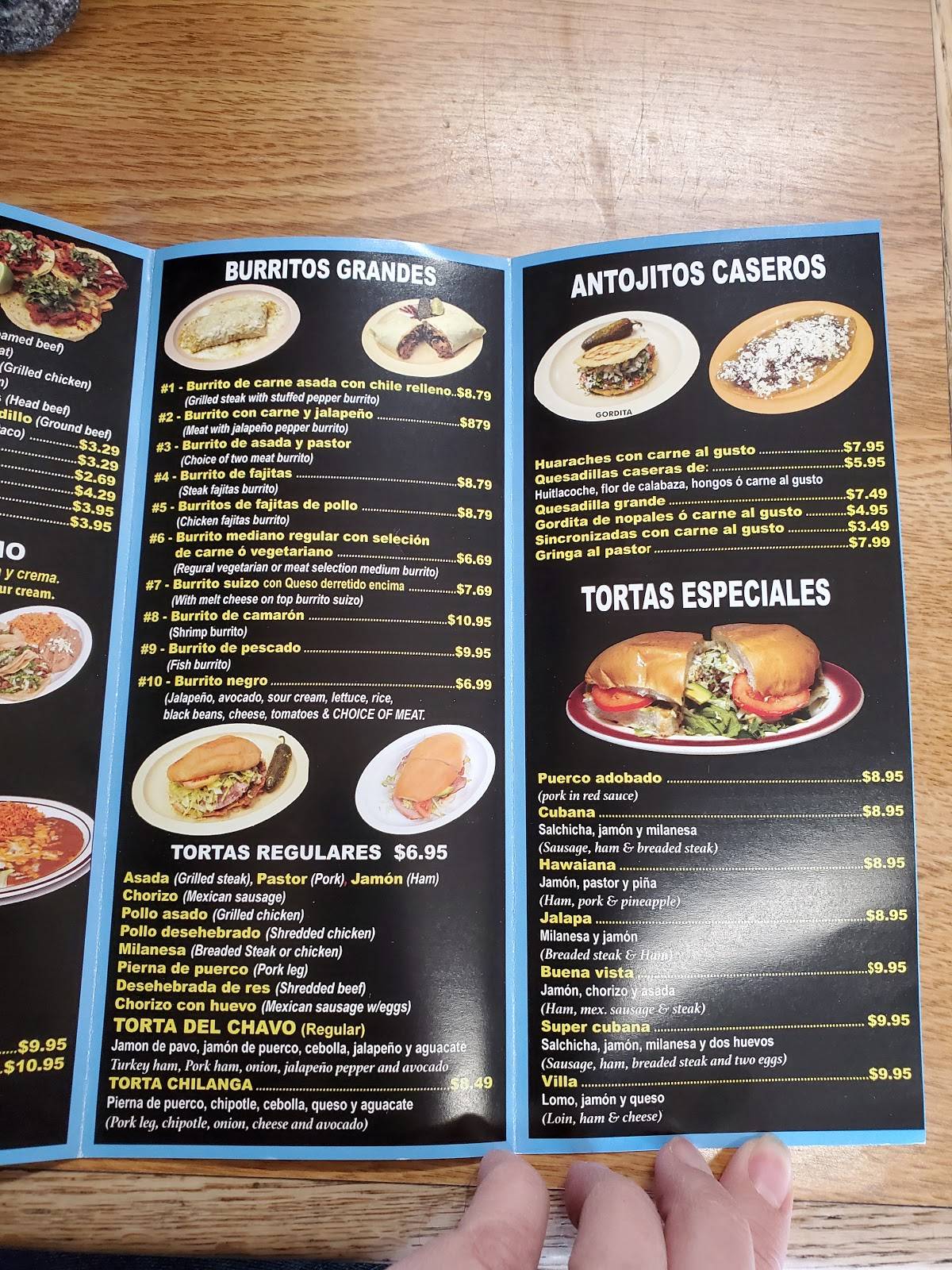 Menu at La Mexicana Buena Vista restaurant, Crystal Lake