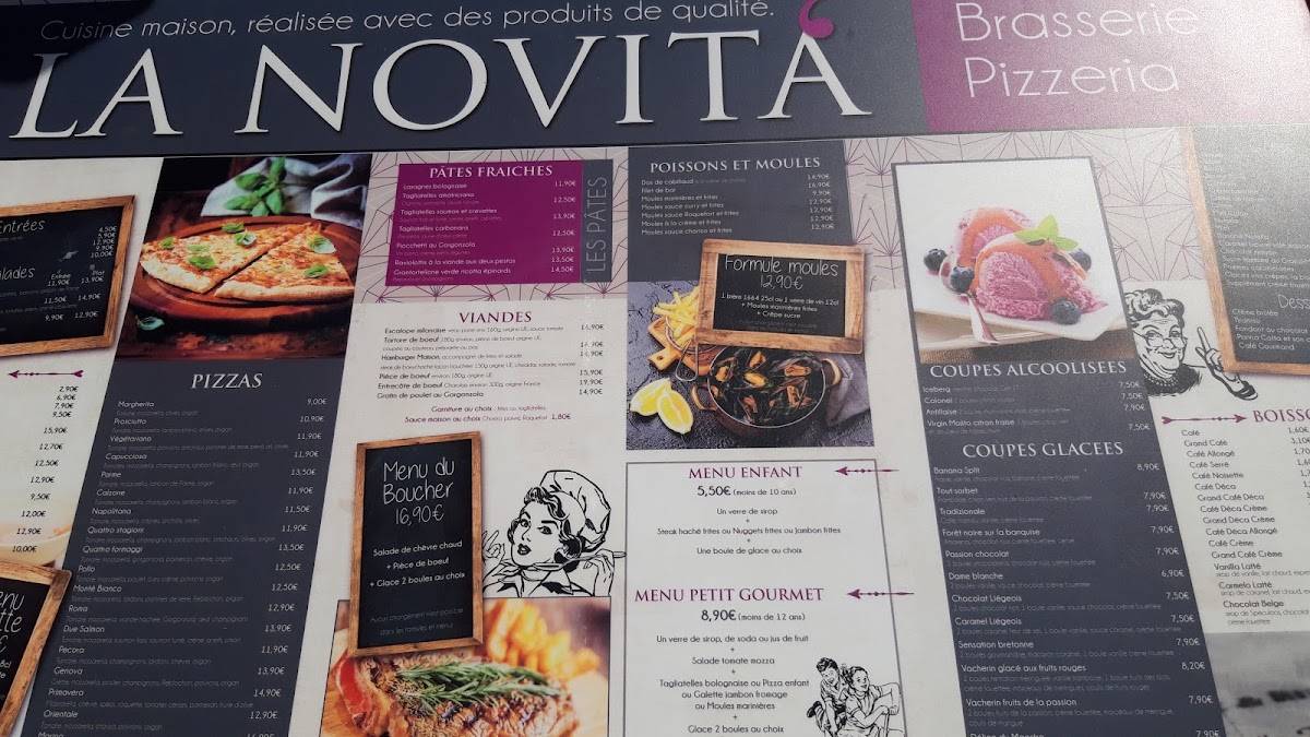 Menu au La Novità restaurant, Saint-Gilles-Croix-de-Vie
