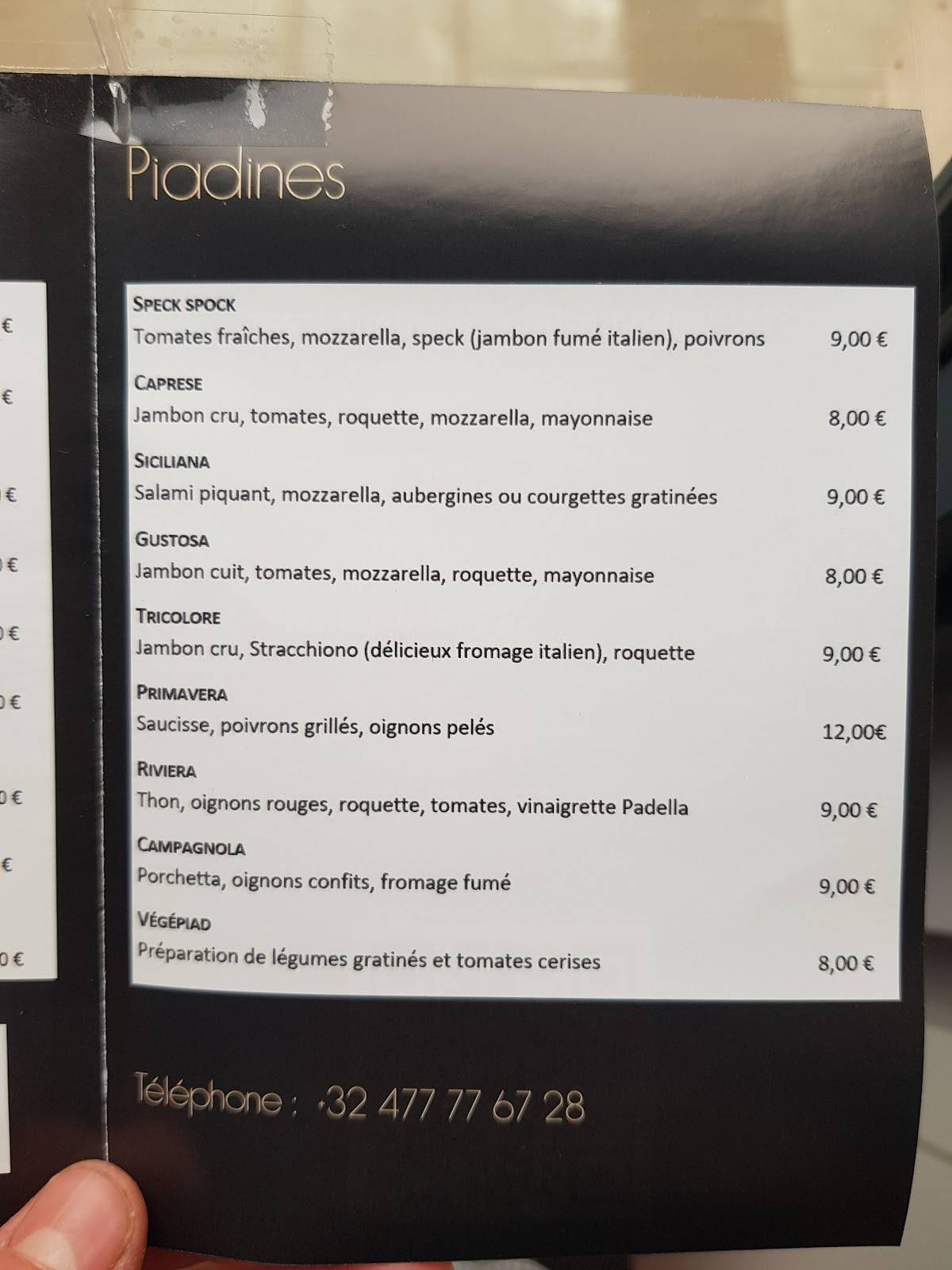 Menu au La Padella Ophain, Braine-l'Alleud