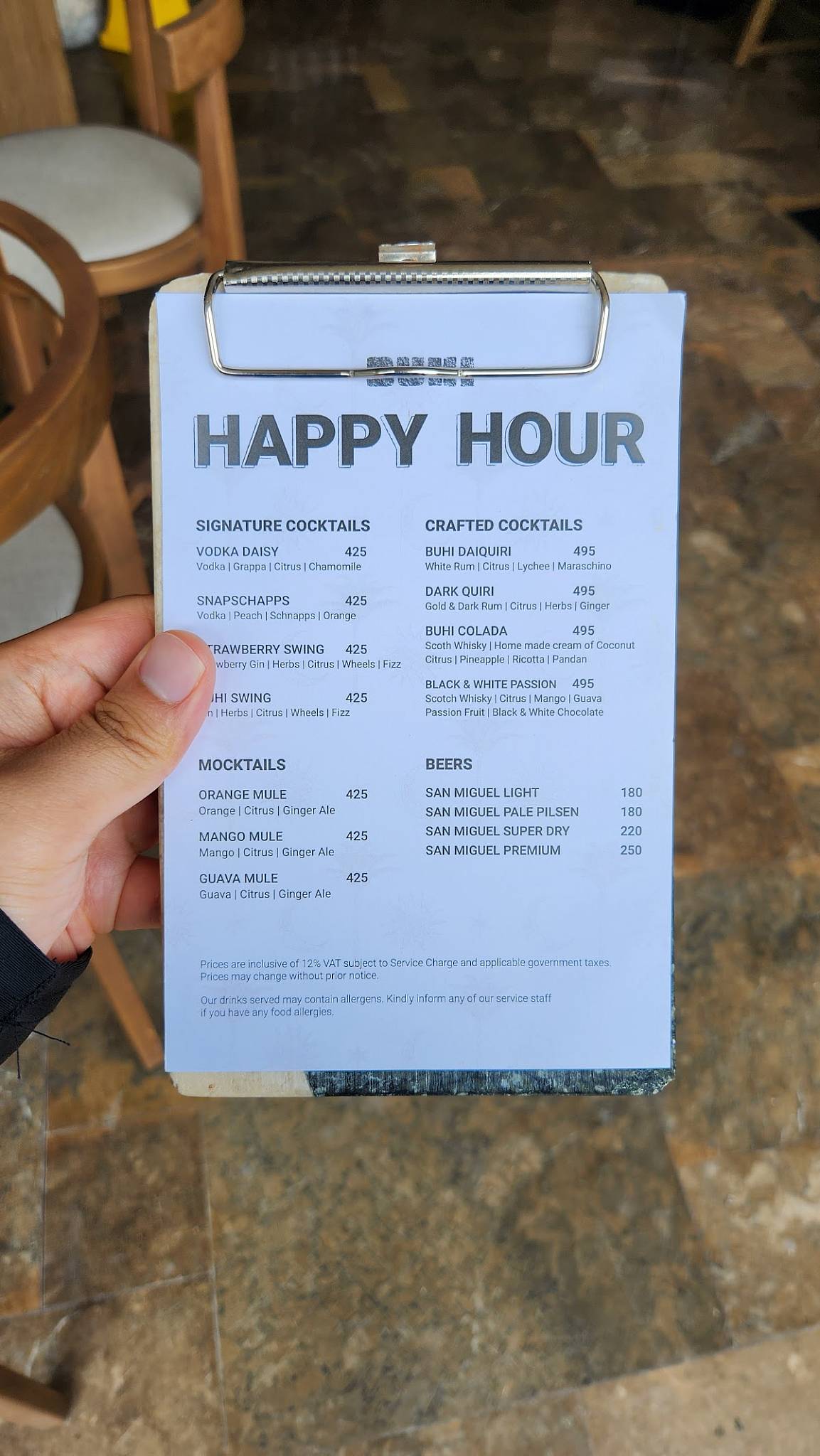 Menu at Buhi Cave Bar, Lapu-Lapu City
