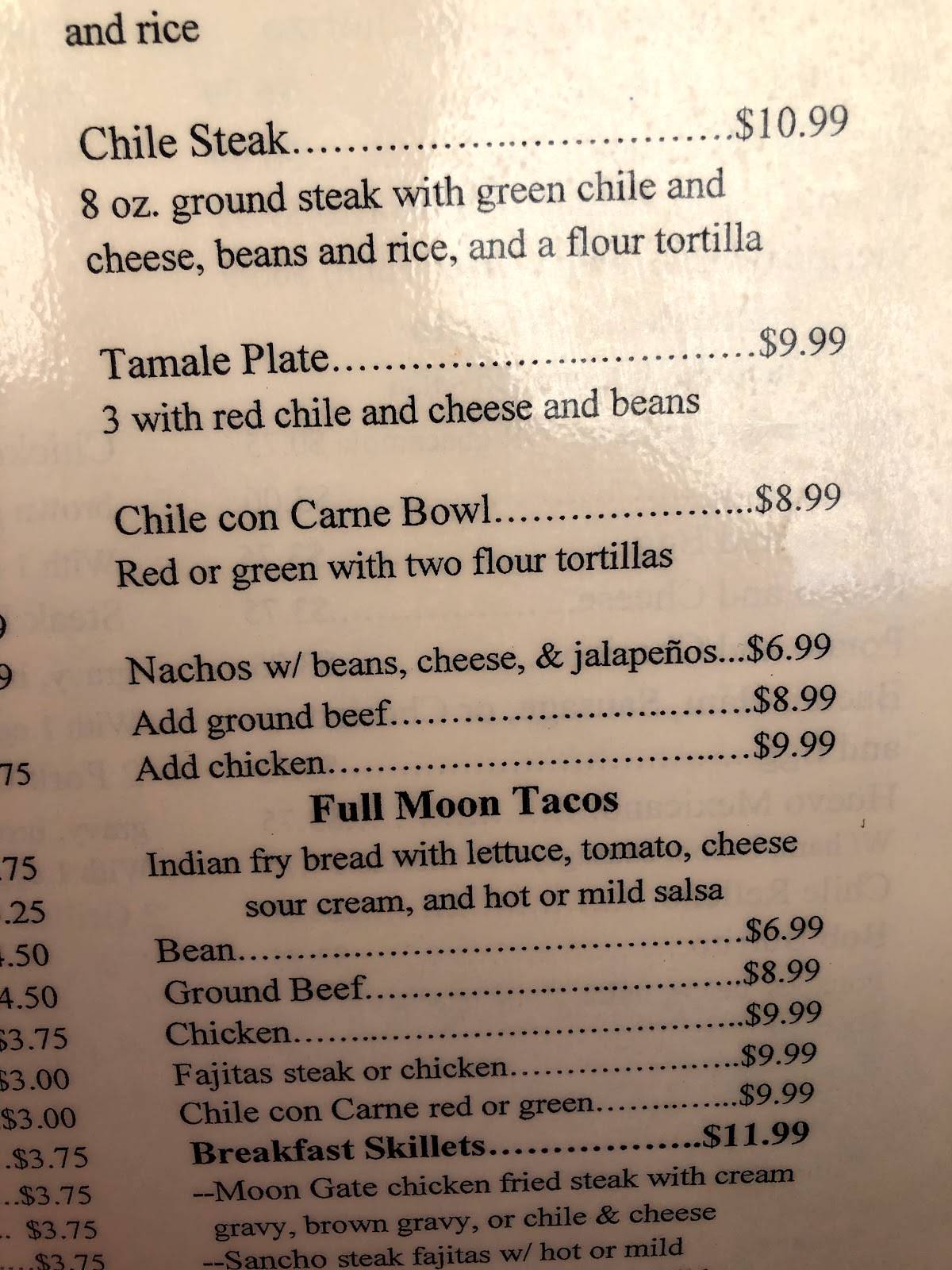 Menu at Moongate Cafe, Las Cruces, Bataan Mem W