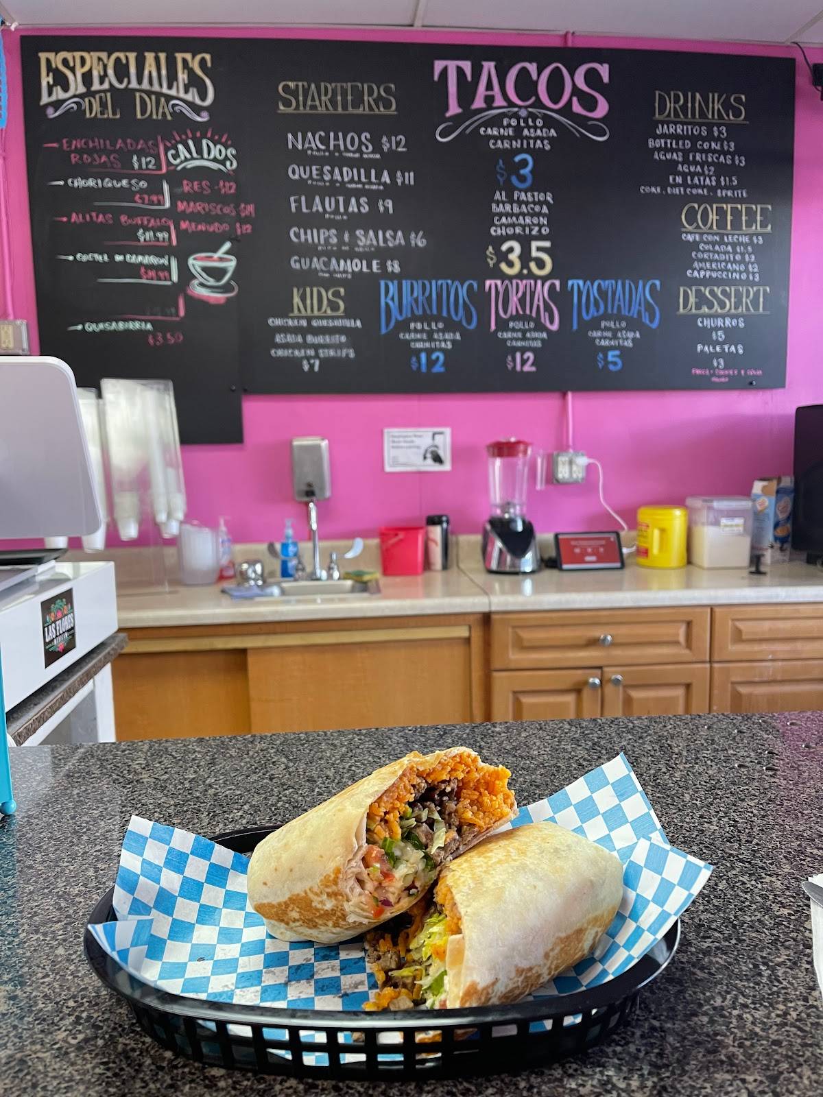 Menu at Las Flores Mexican restaurant, South Miami Heights