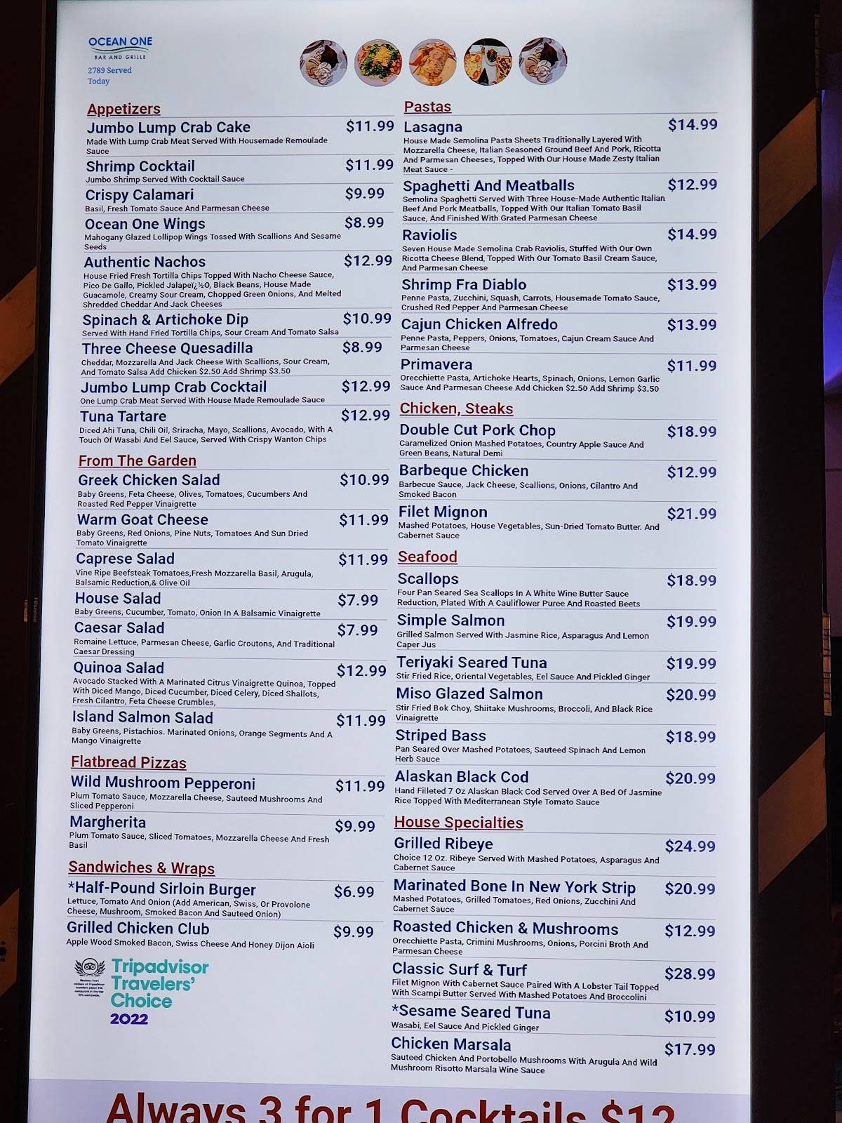Menu at Ocean One Bar & Grille, Las Vegas