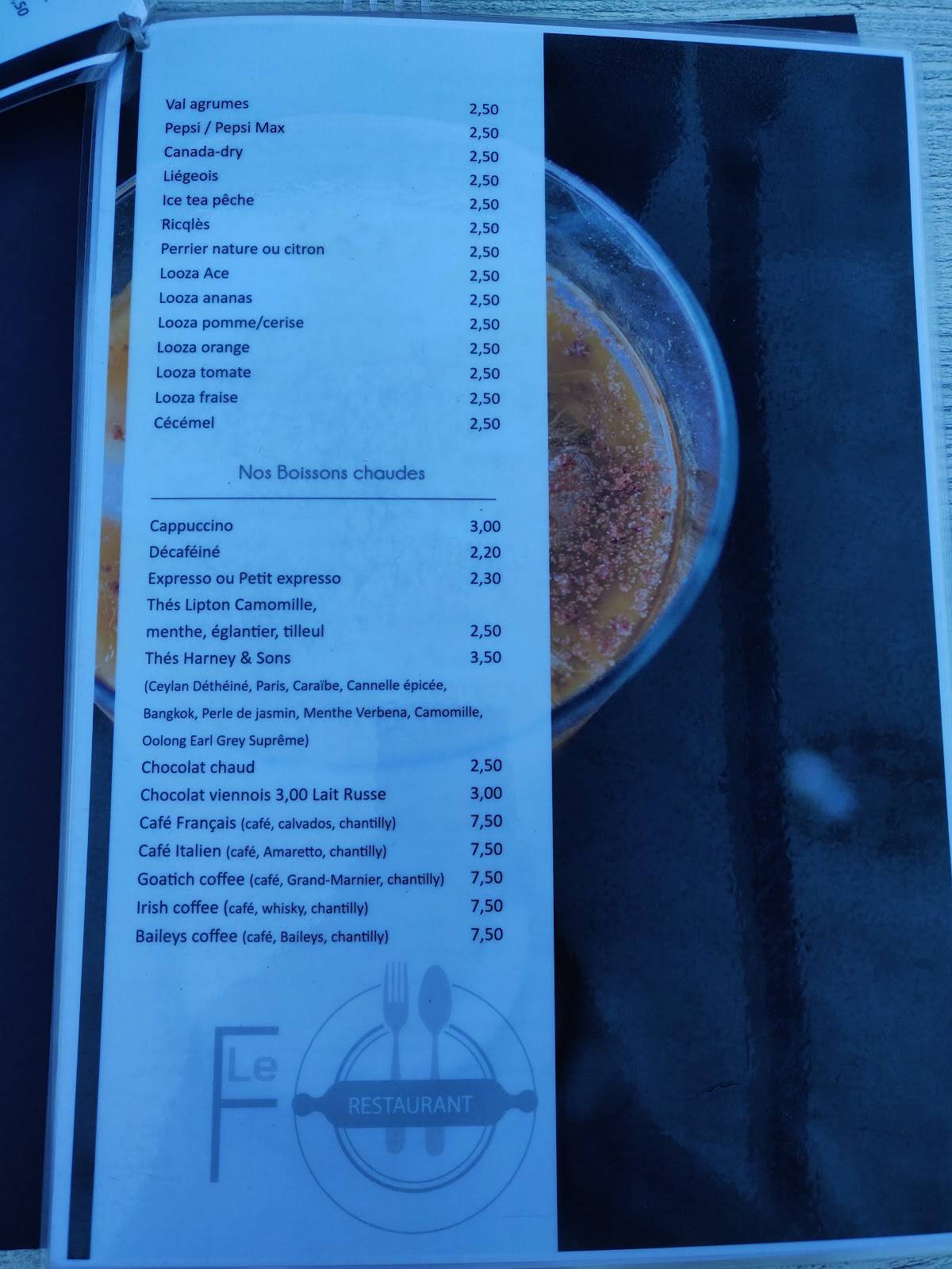 Menu au Le Fortin, Blegny, Rue Lieutenant Jungling 7