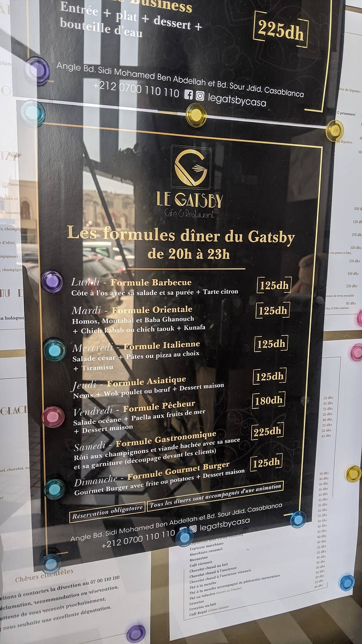 Menu at Le Gatsby restaurant, Casablanca, Angle boulevard Sidi Mohamed ...