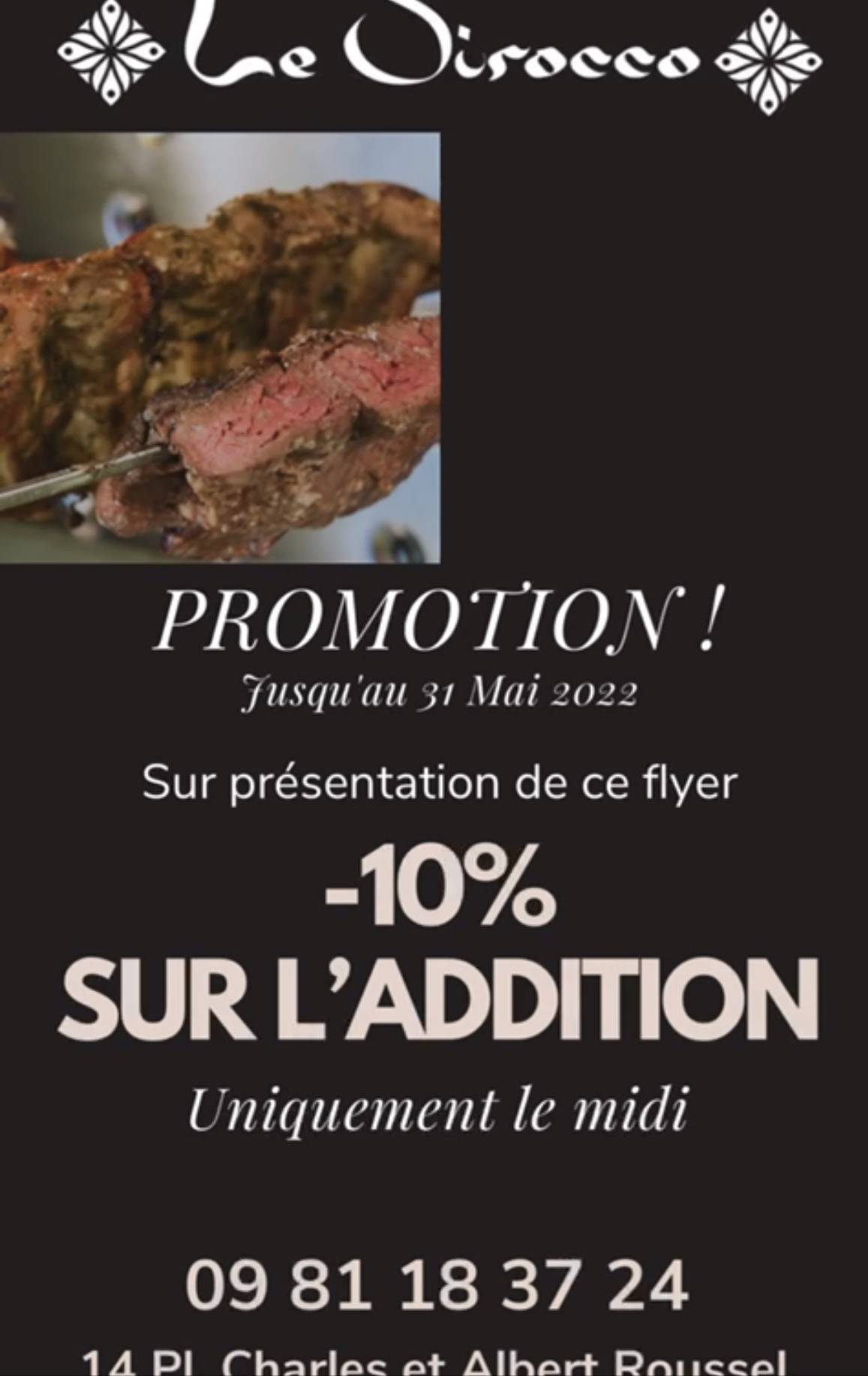 Menu au Le sirocco restaurant, Tourcoing