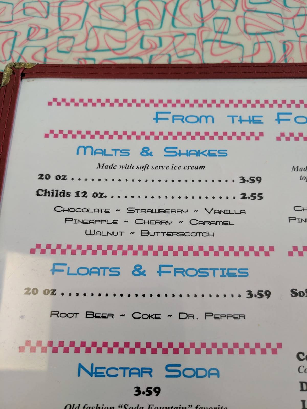 Menu at Lee’s Diner restaurant, Hammond, 401 W Thomas St