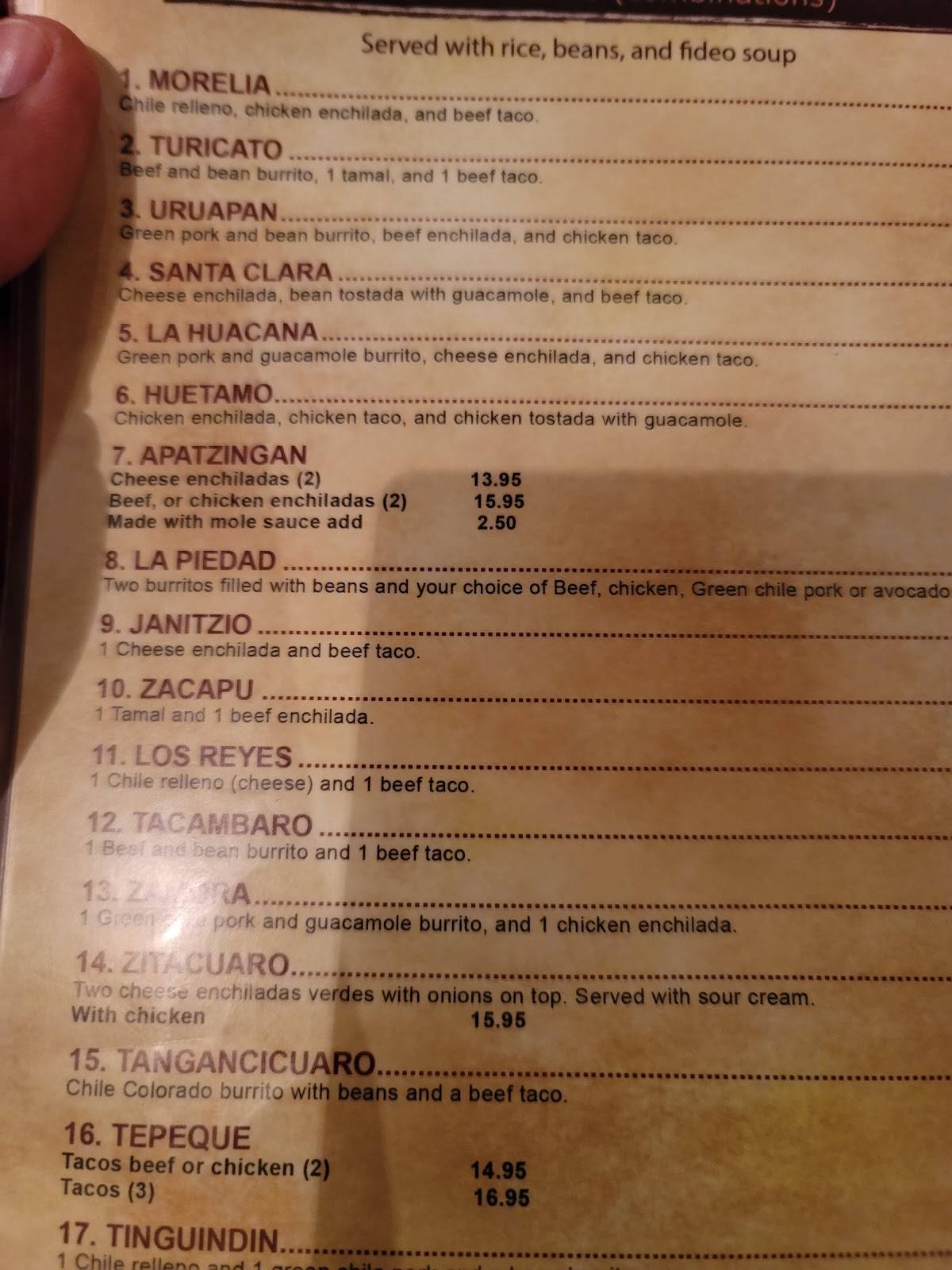 Menu at Lindo Michoacan Restaurant, Las Vegas, W Flamingo Rd