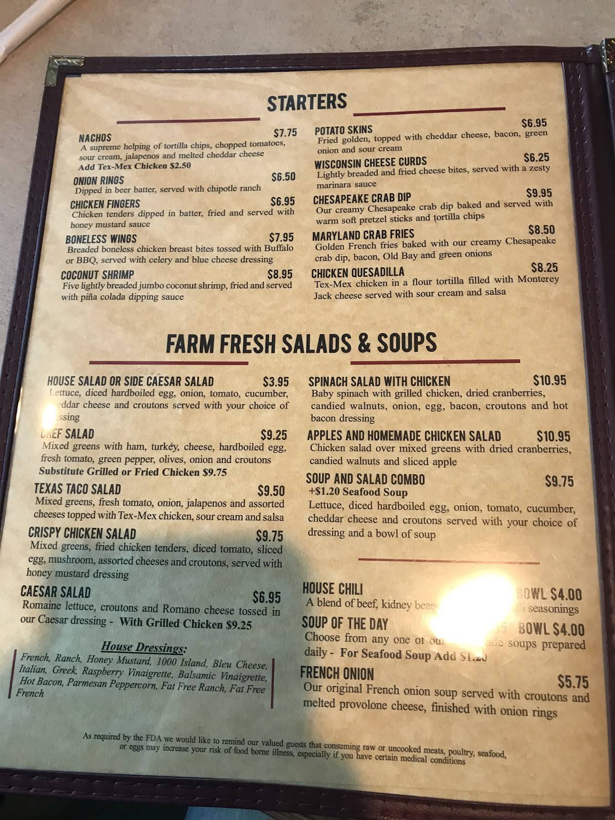 Menu at Lion's Pride Restaurant, Red Lion