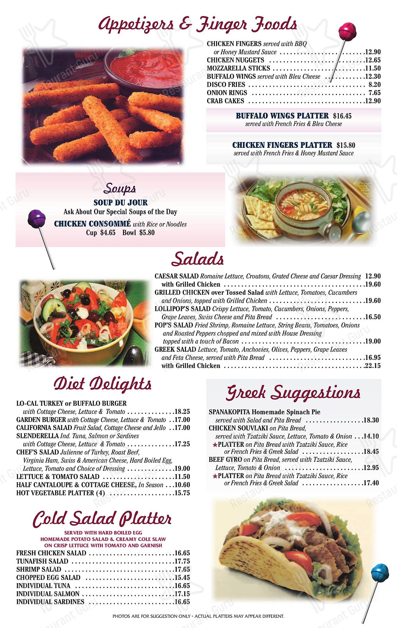 Menu at Lollipops Diner restaurant, New York City, 153-31 Cross Island Pkwy