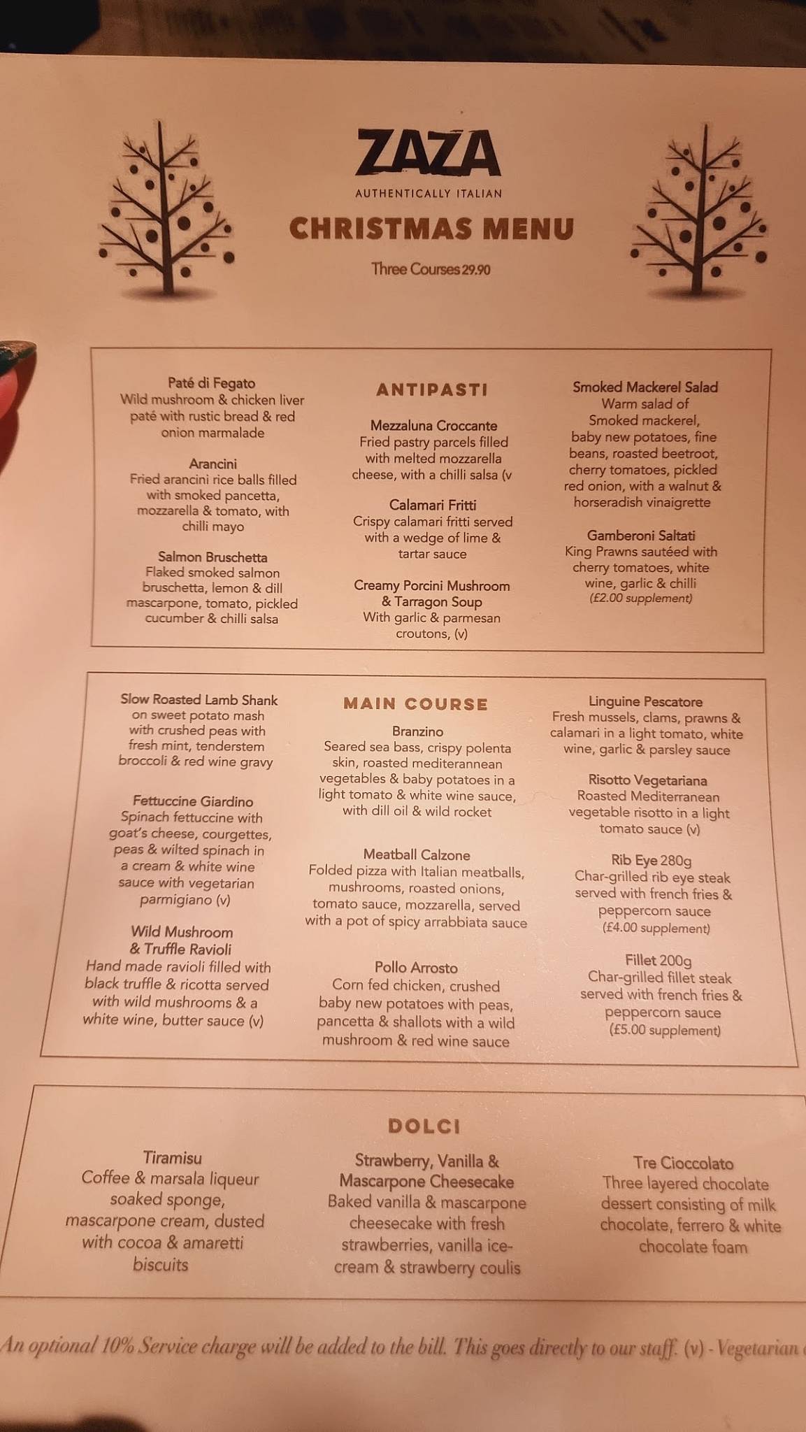 Menu at Zaza restaurant, Pinner, 8 Love Ln