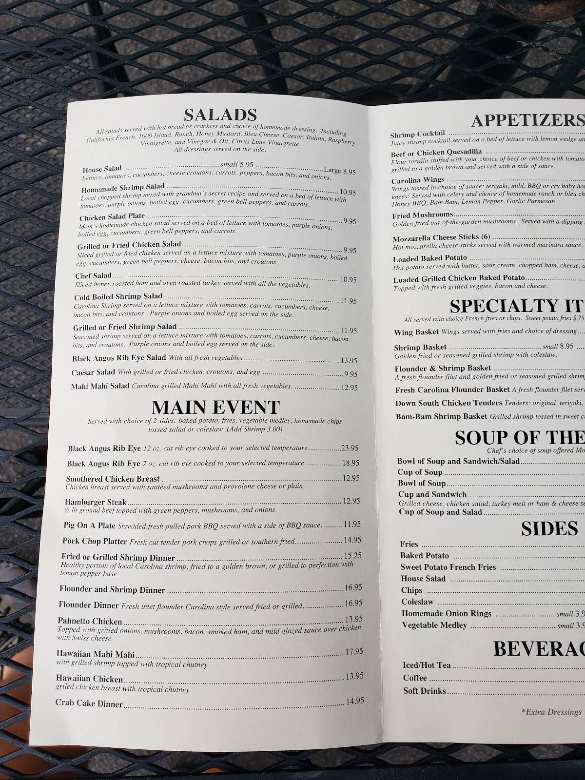 Menu at Back Street Cafe, Loris
