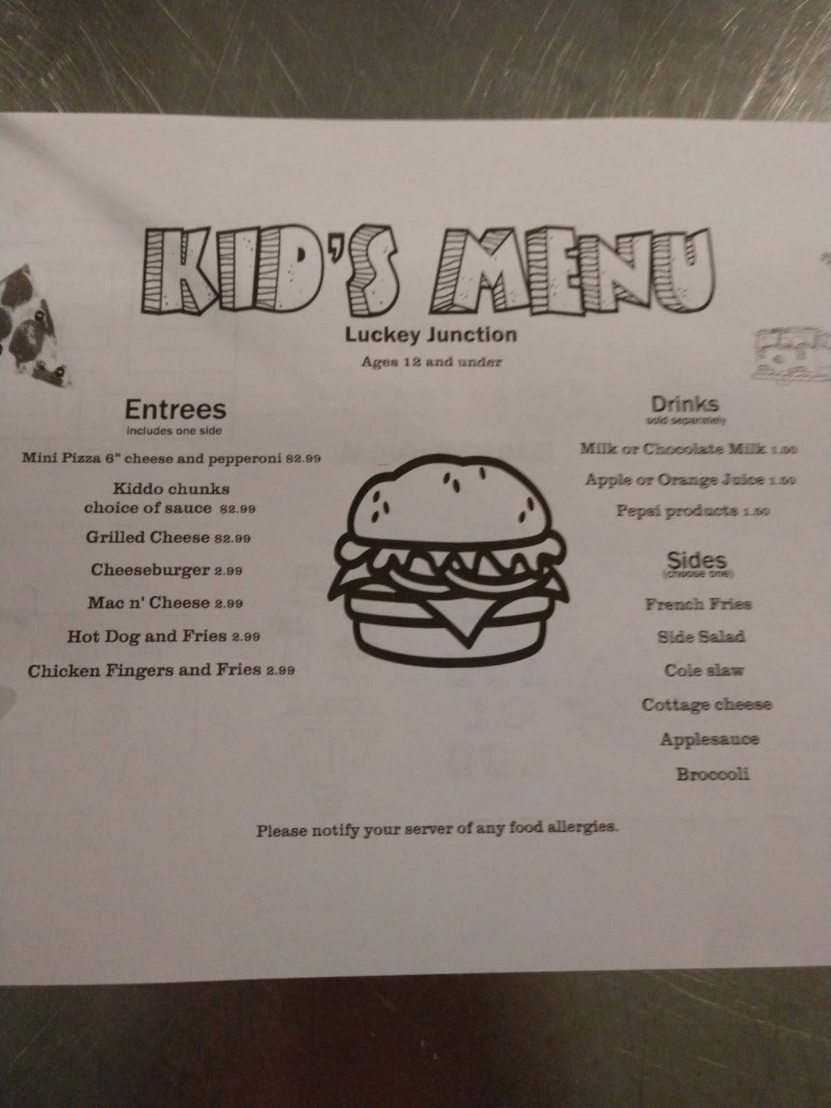 Menu at Luckey Junction restaurant, Luckey