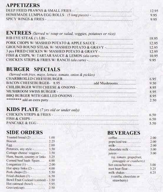 Menu at Ludi's restaurant, Seattle