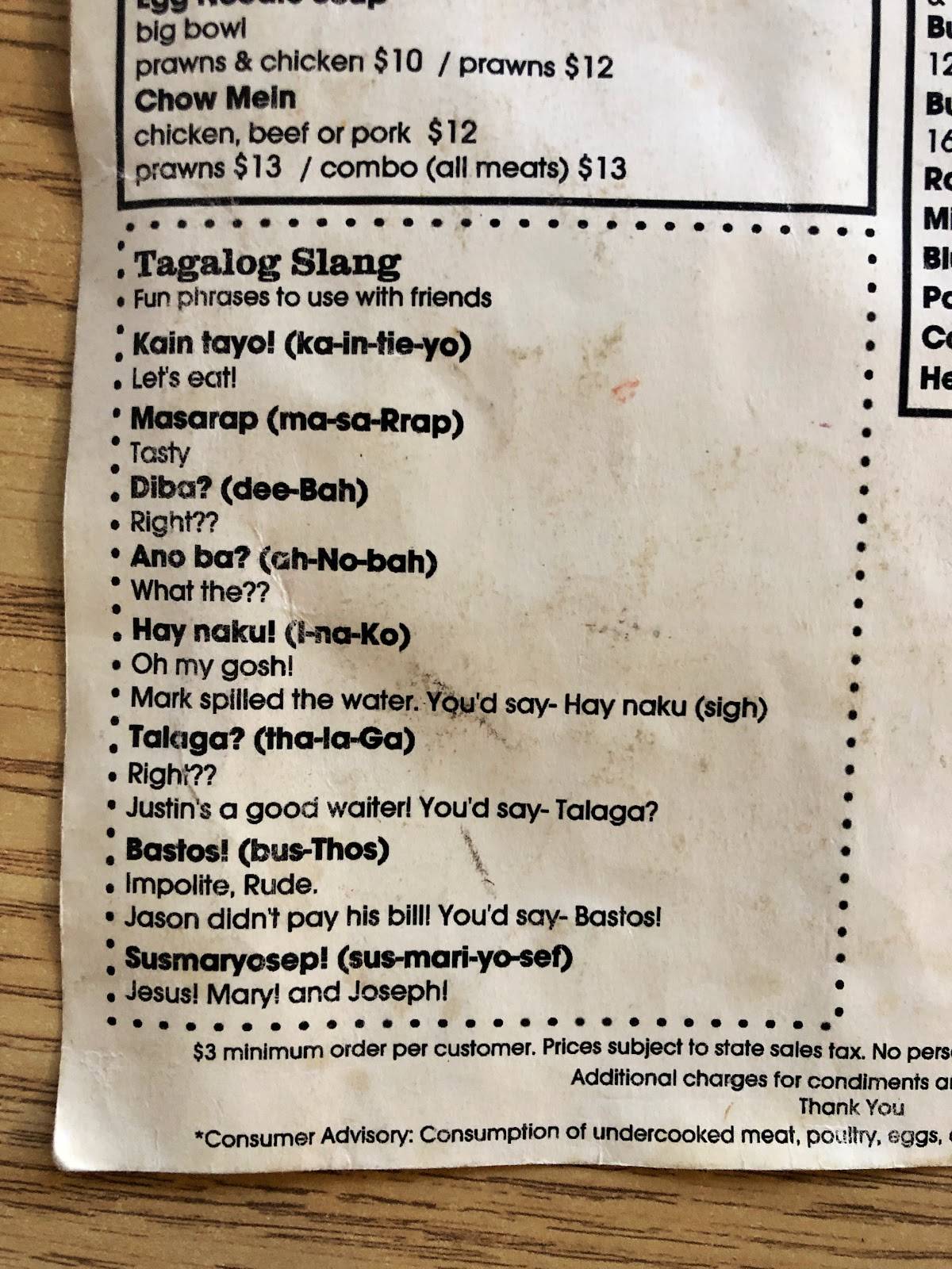 Menu at Ludi's restaurant, Seattle