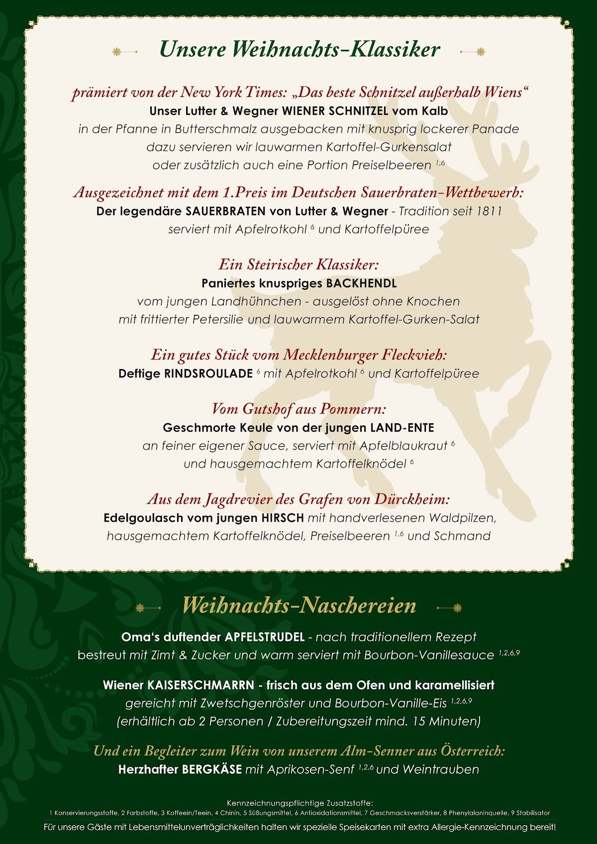 Speisekarte von Lutter & Wegner restaurant, Berlin, Charlottenstraße 56